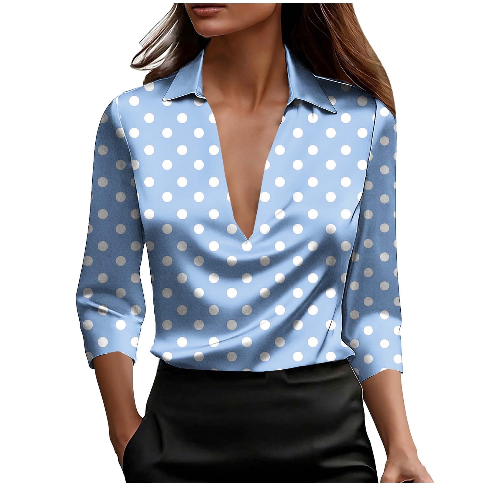 Cilsoka Work Blouses for Women Dressy Casual 3/4 Length Sleeve Womens ...