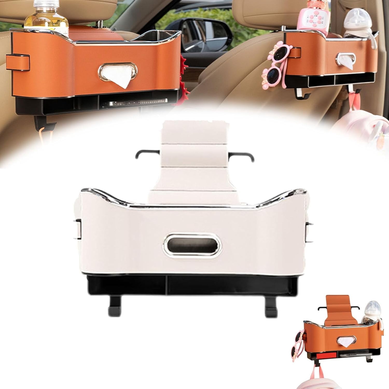 Cimario Car Seat Storage Box, 4 in 1 Car Seat Tissue Box and Storage ...