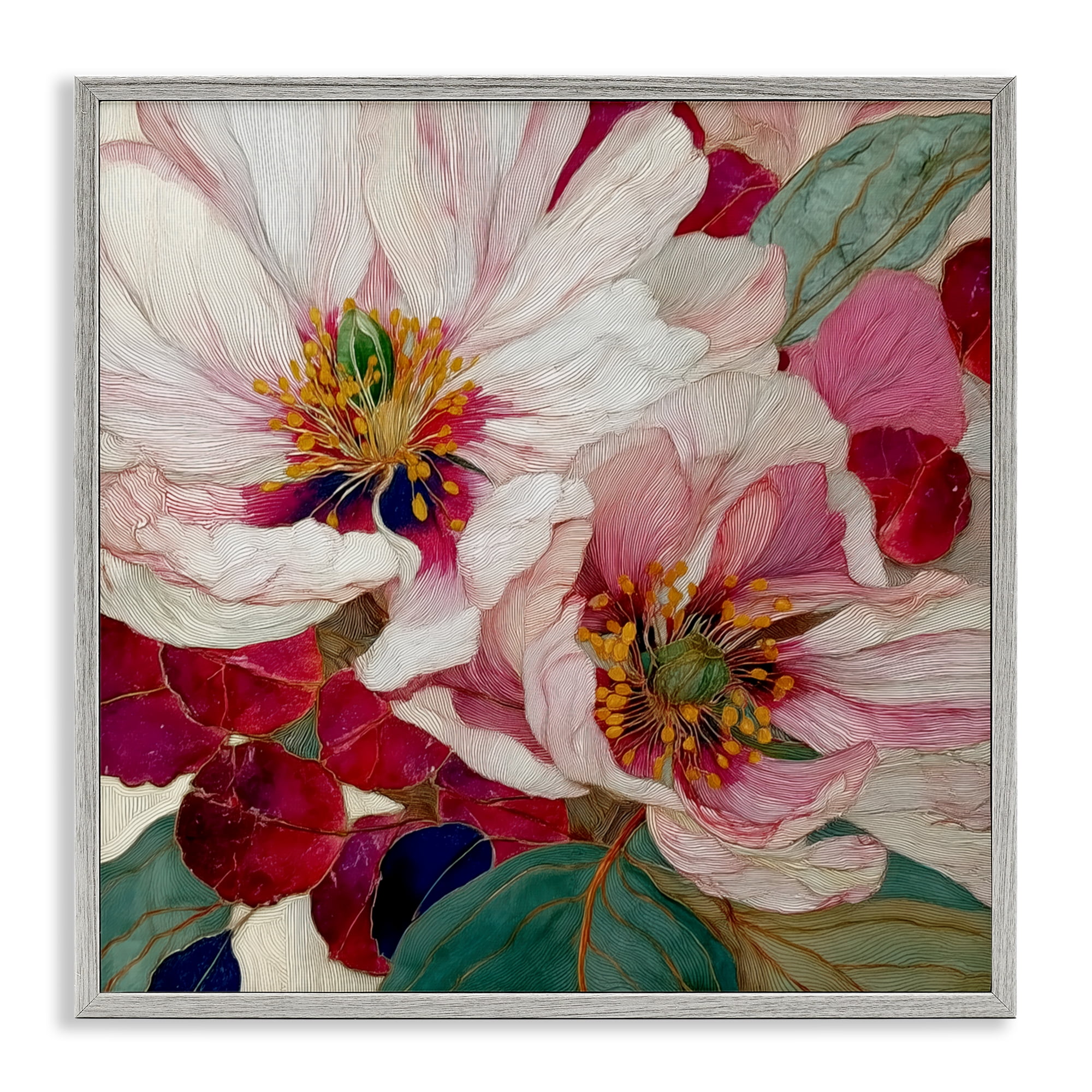 Cimarron Flowers Ornate Details Gray Framed Giclee Art, design by ...