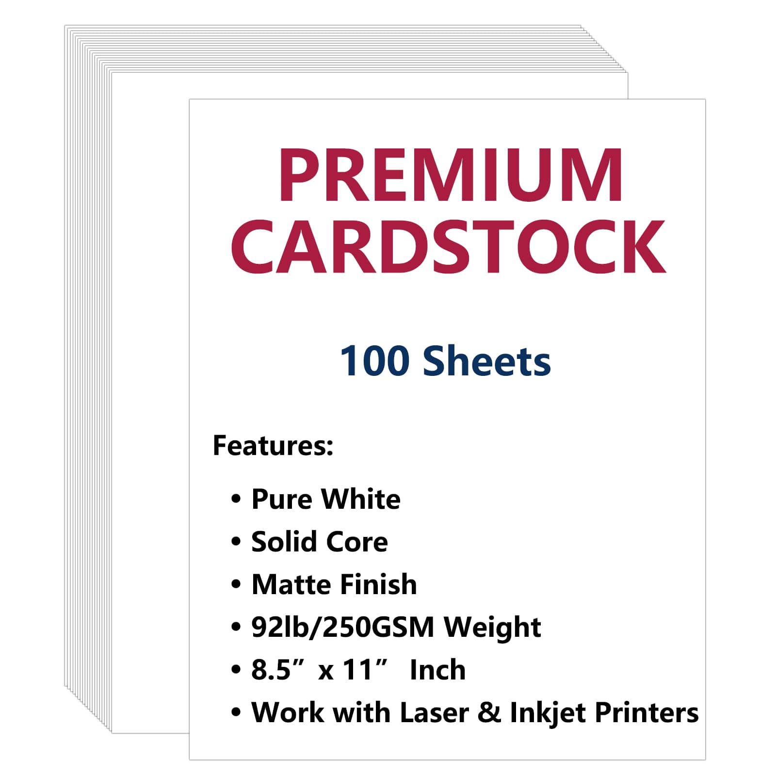 Cimlaga 100 Sheets White IEF31 Cardstock 8.5 x 11, 92lb/250gsm Cover ...