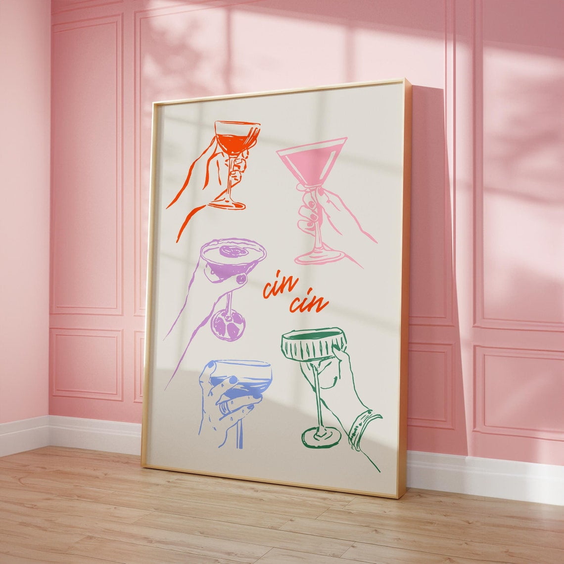 Cin Cin Print Cheers Poster, Trendy Wall Art Cin Cin Poster, Dopamine ...