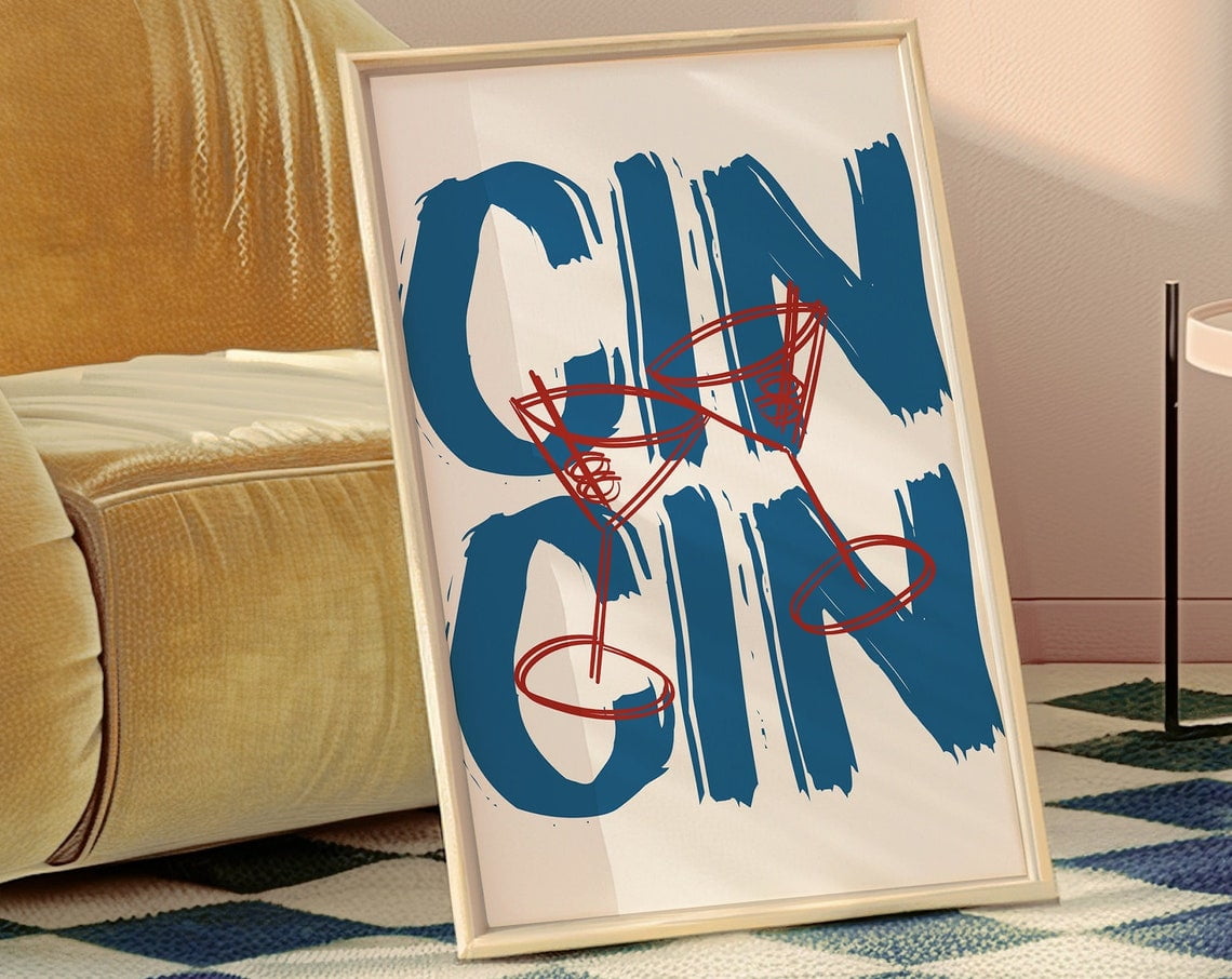 Cin Cin Print, Retro Drinks Wall Decor, Funky Alcohol Poster, Retro ...