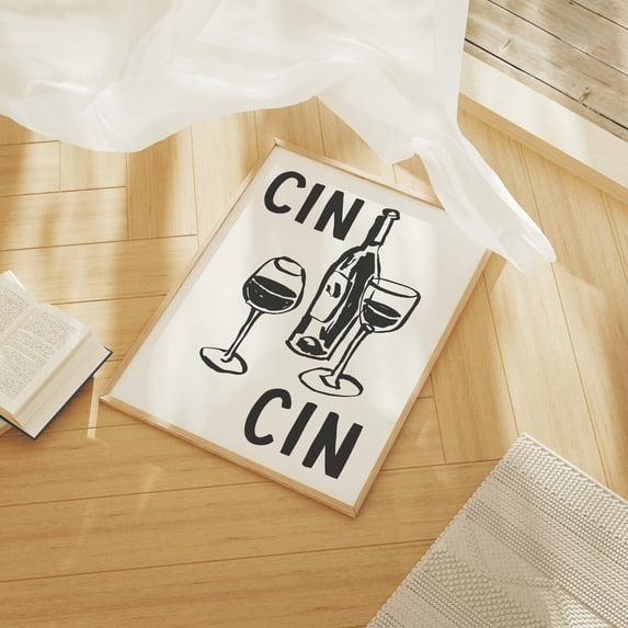 Cin Design3 Poster Cute Wine Sketch Cocktail Bar Art Trendy Kitchen ...