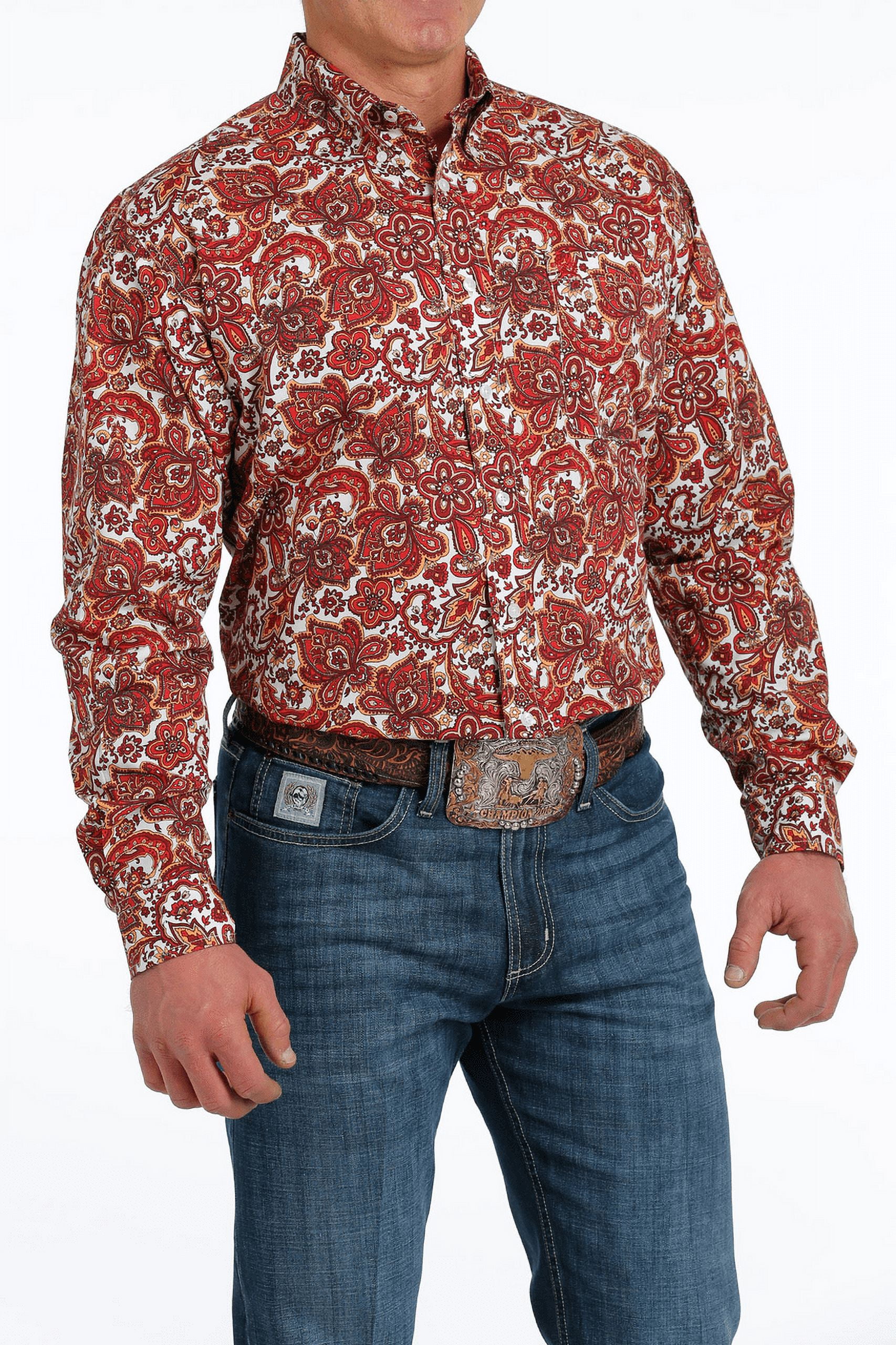 Cinch Barn Red Paisley Print - Mens Shirt - Mtw1105523 - Walmart.com
