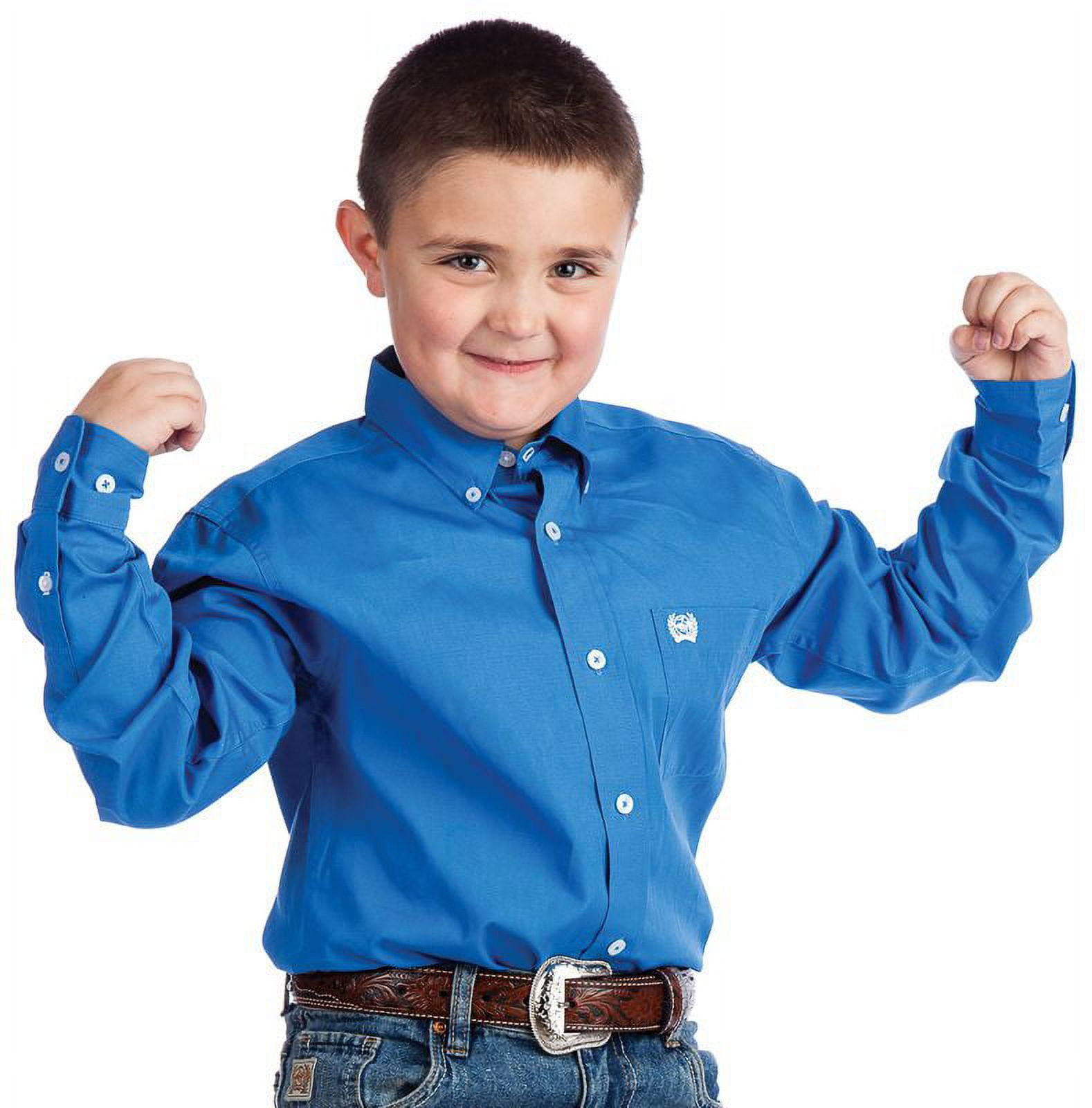 Cinch Blue Solid Twill Button Down - Kids Boys Shirt - Mtw7060083 ...