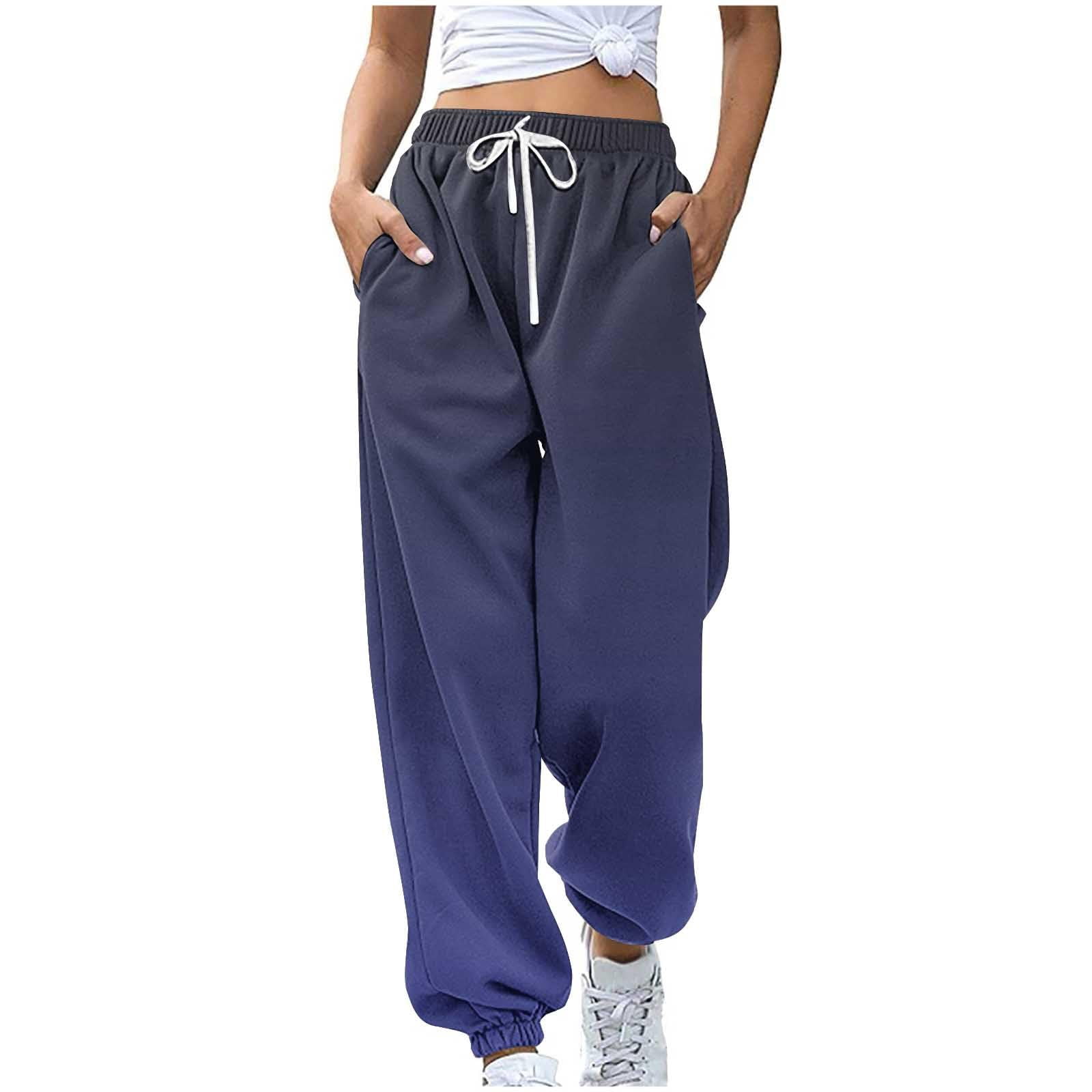 Cinch Bottom Sweatpants Baggy High Waist Stripe Joggers with Pockets ...