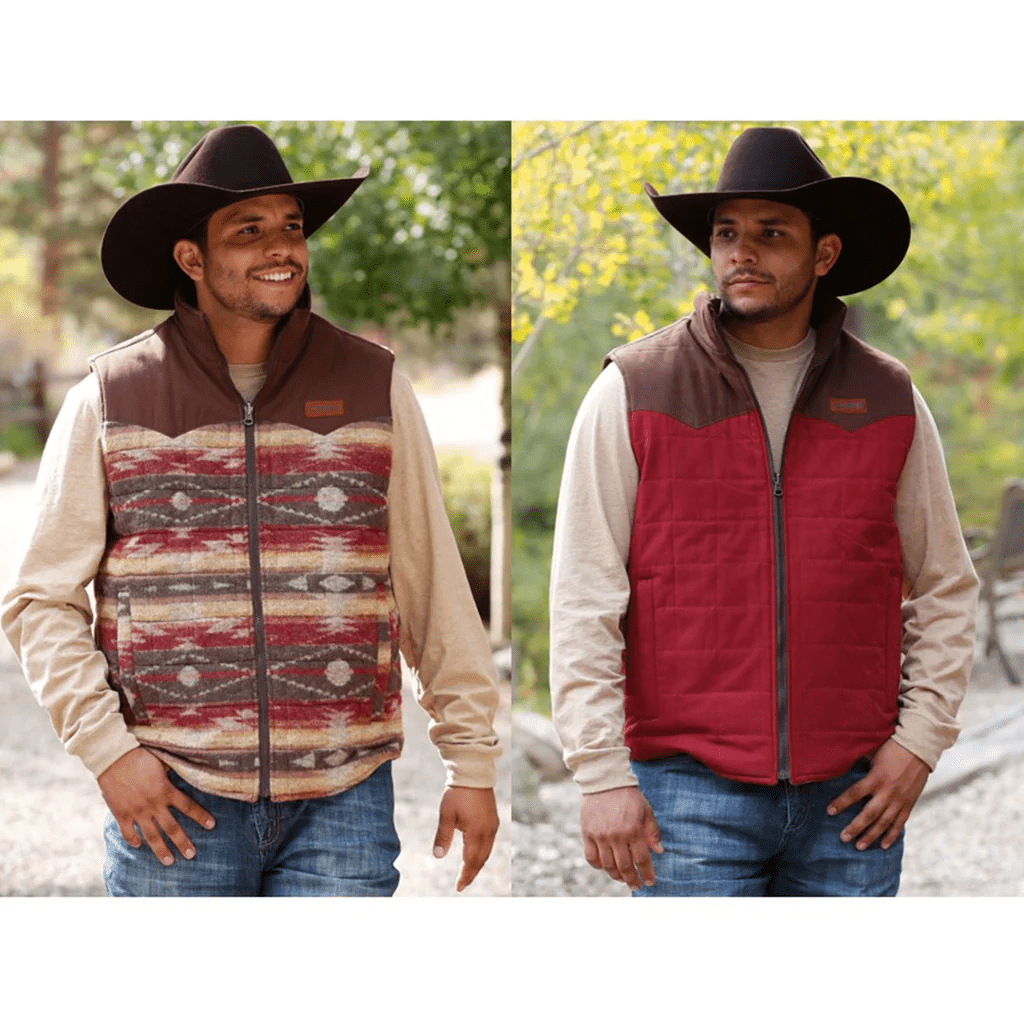 Cinch Men's Burgundy Quilted Reversible Vest MWV1576002 - Walmart.com