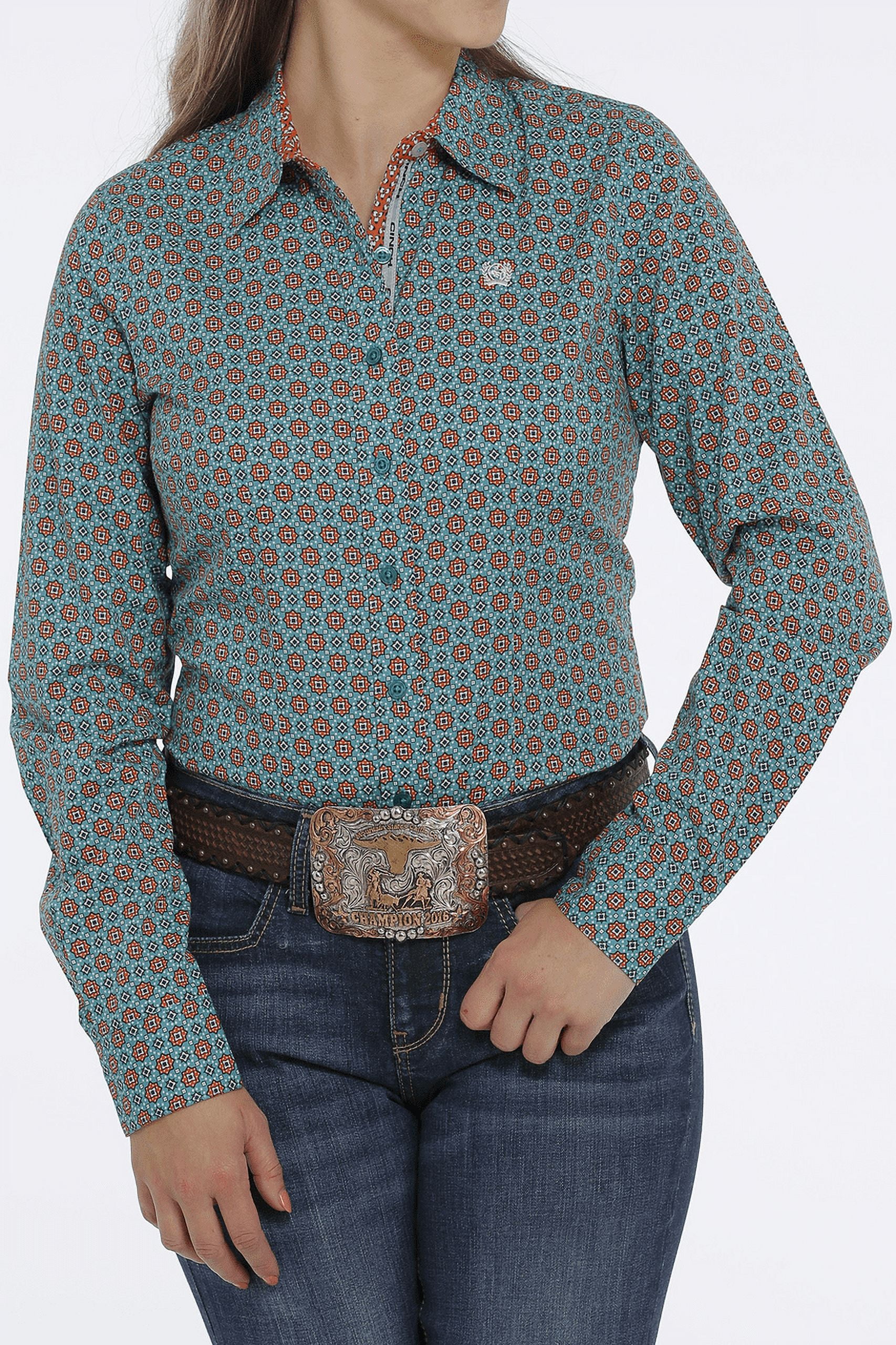 Cinch Geometric Turquoise Print - Ladies Shirt - Msw9165024 - Walmart.com