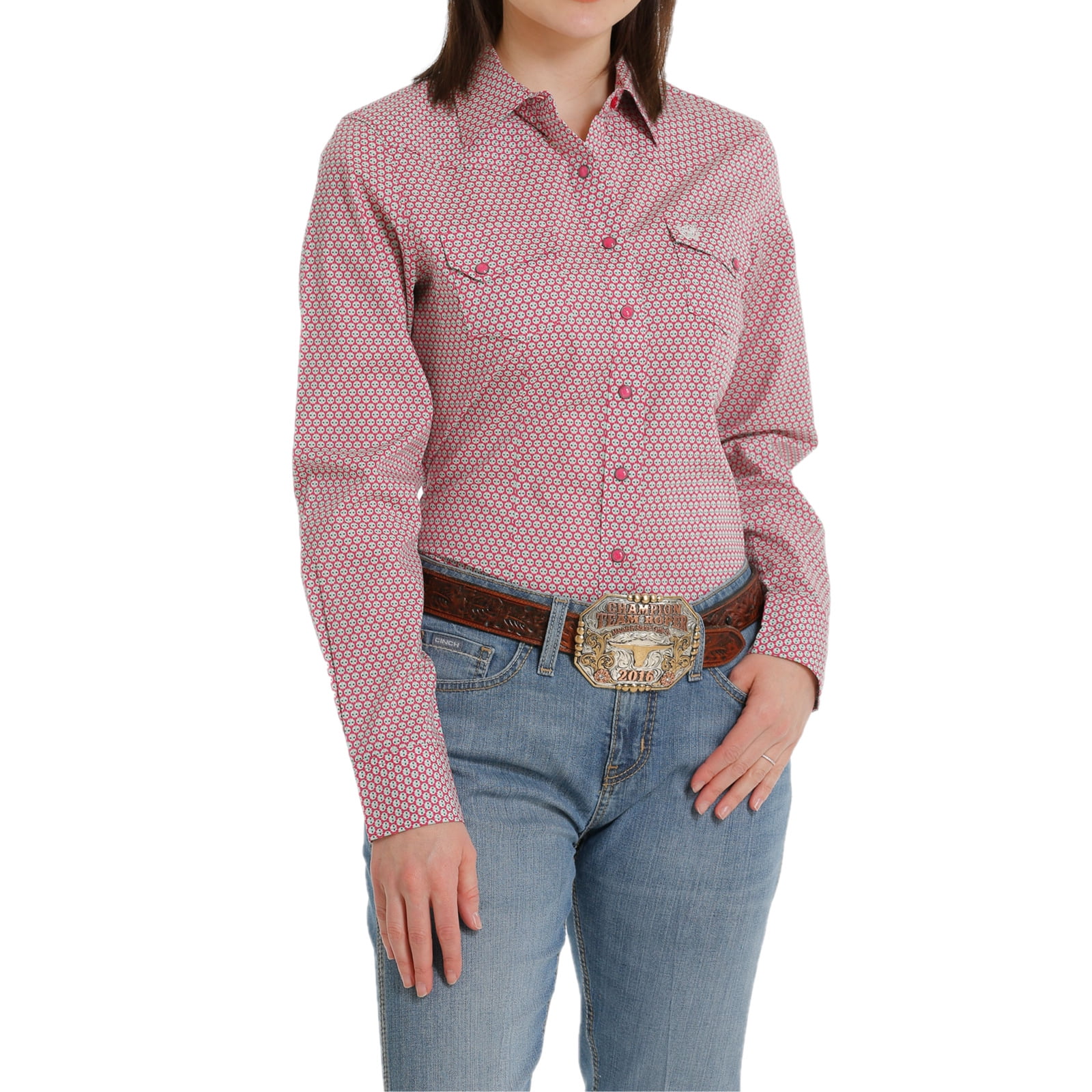 Cinch® Ladies Geometric Pink Button Down Shirt MSW9201040 - Walmart.com