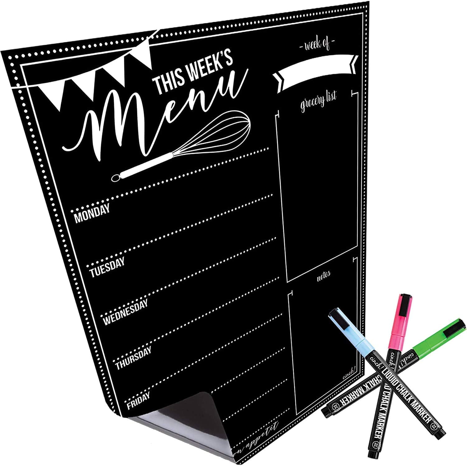 Cinch Magnetic Meal Planner for Refrigerator 16"x12"-Magnetic Menu for ...