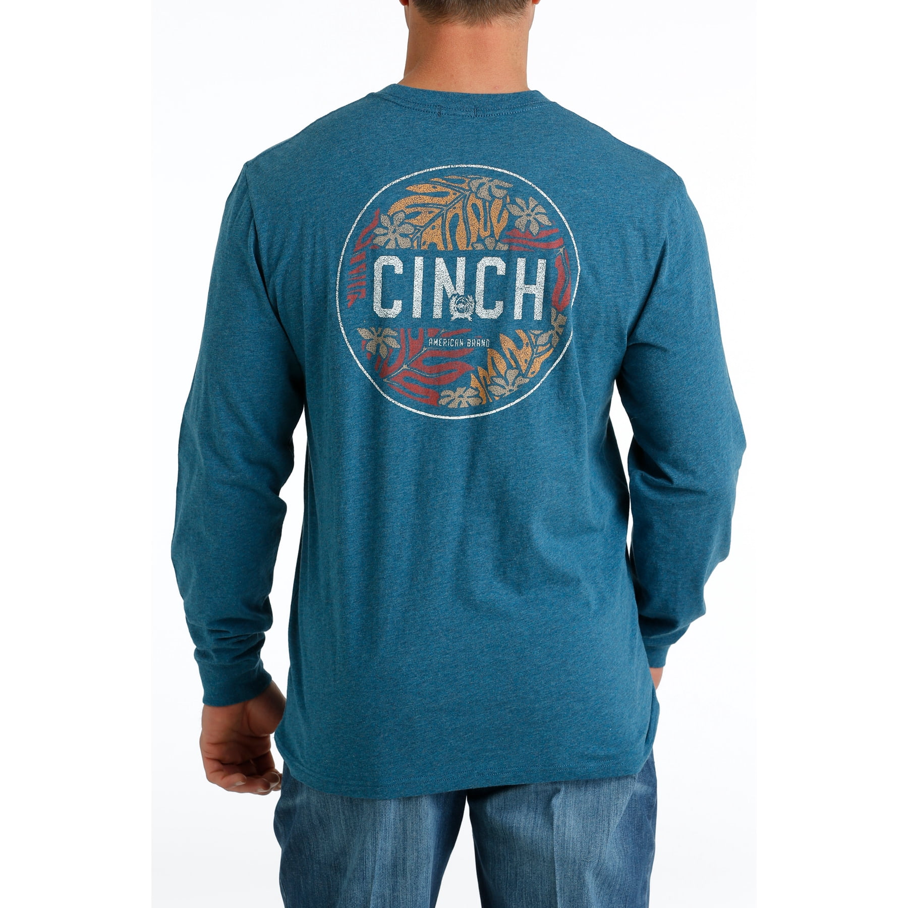 Cinch Men's Blue Floral Circular Logo Graphic T-Shirt MTK1721010 ...