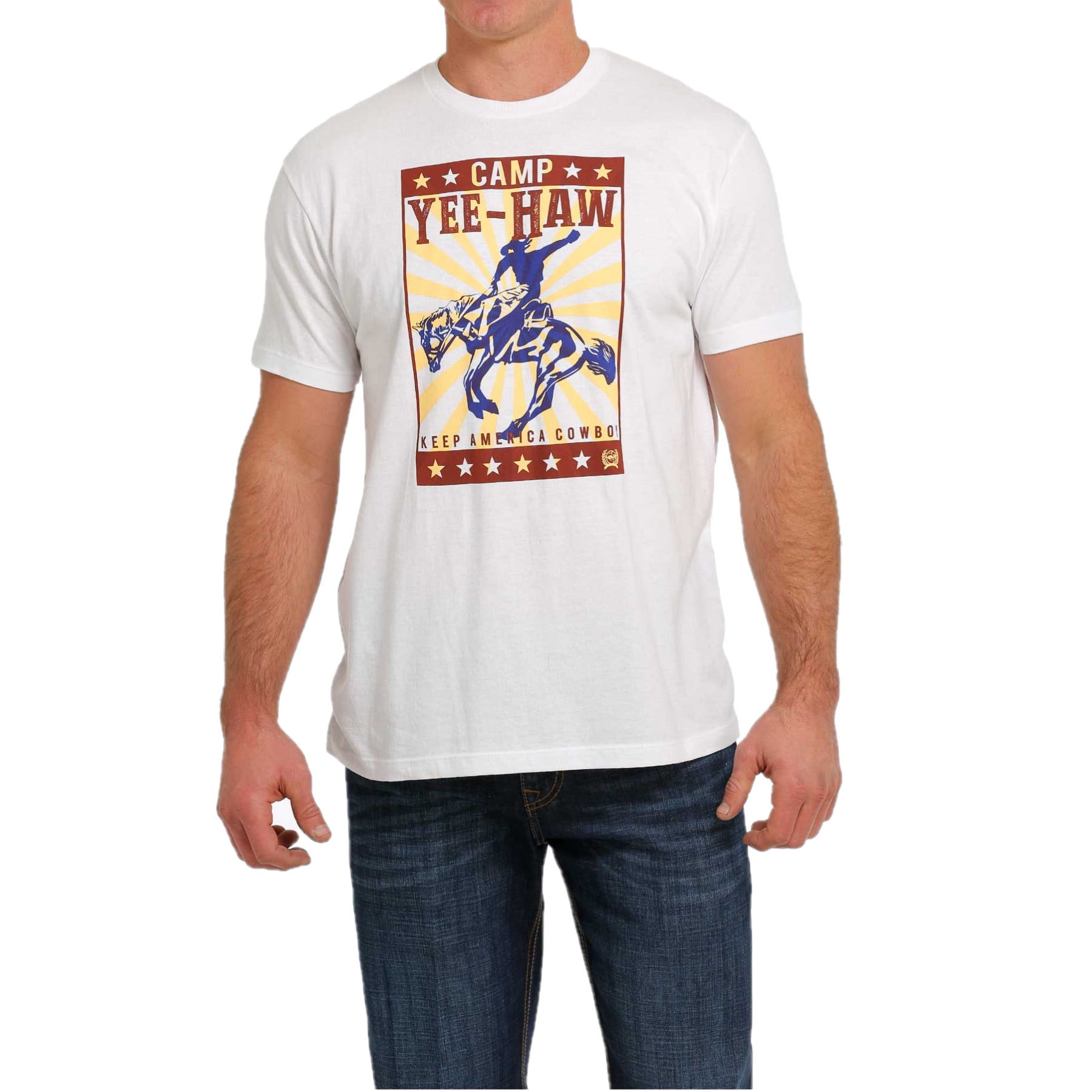 Cinch® Men's "Camp Yee-Haw Keep America Cowboy" White Tee MTT1690541 ...