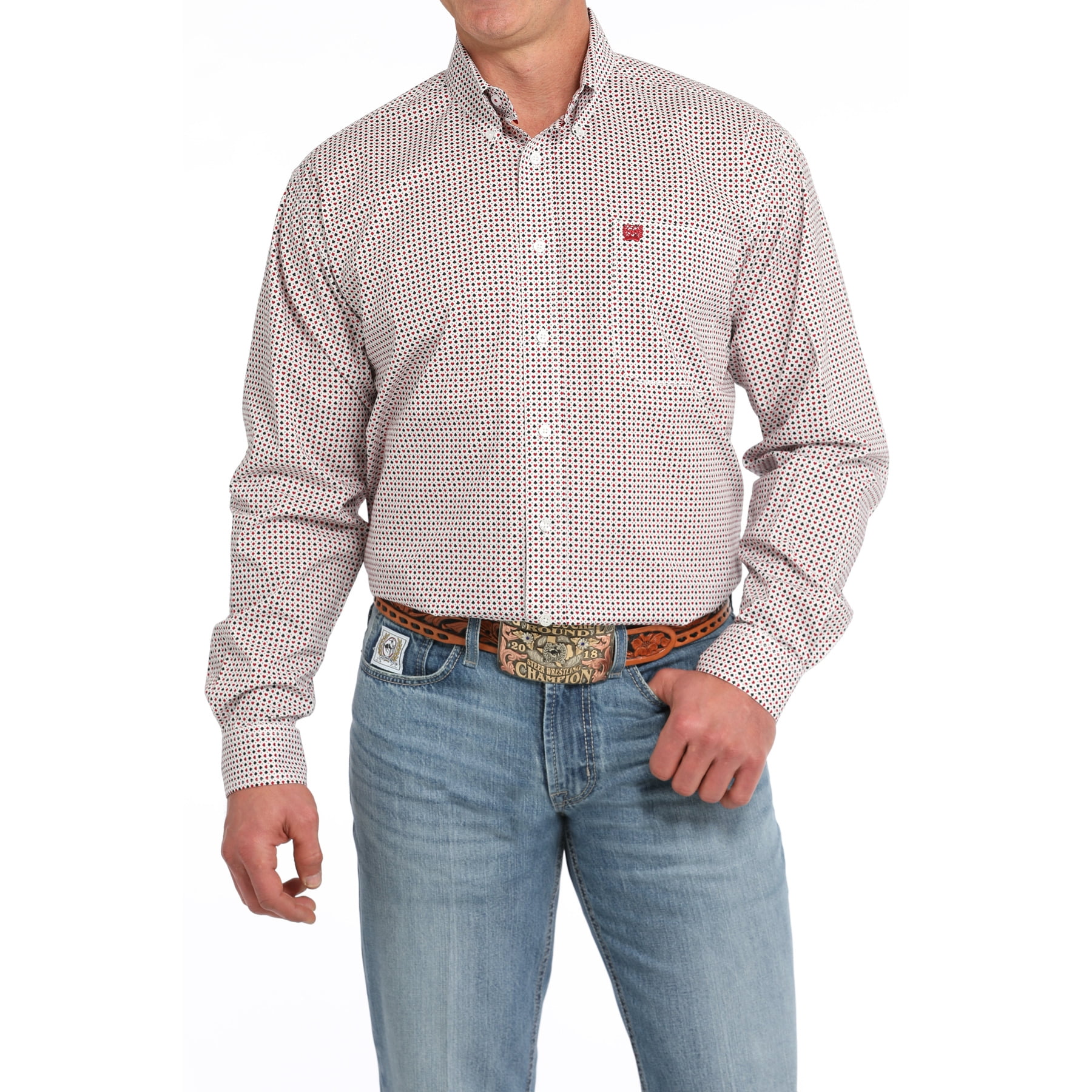 Cinch Men's Card Suit Prints White Button Down Western Shirt MTW1105839 ...