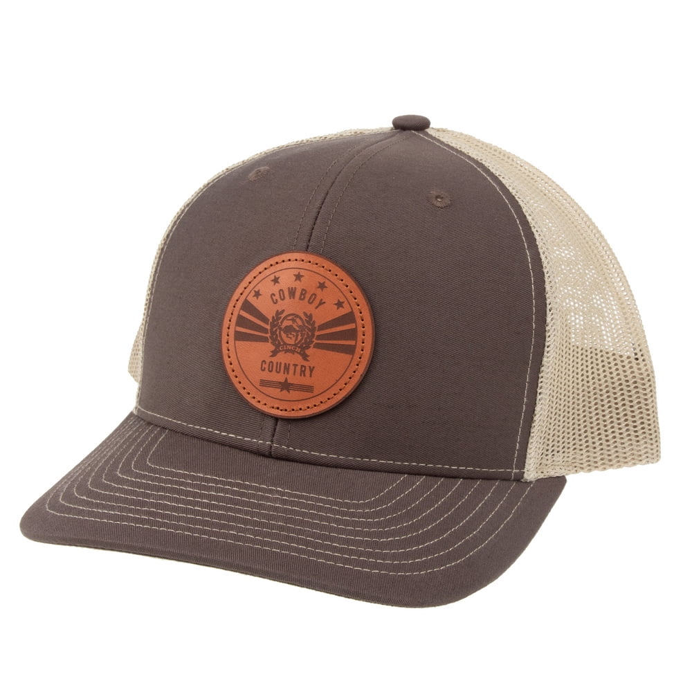 Cinch Men's Cowboy Country Leather Patch Brown Cap MCC0800012 - Walmart.com