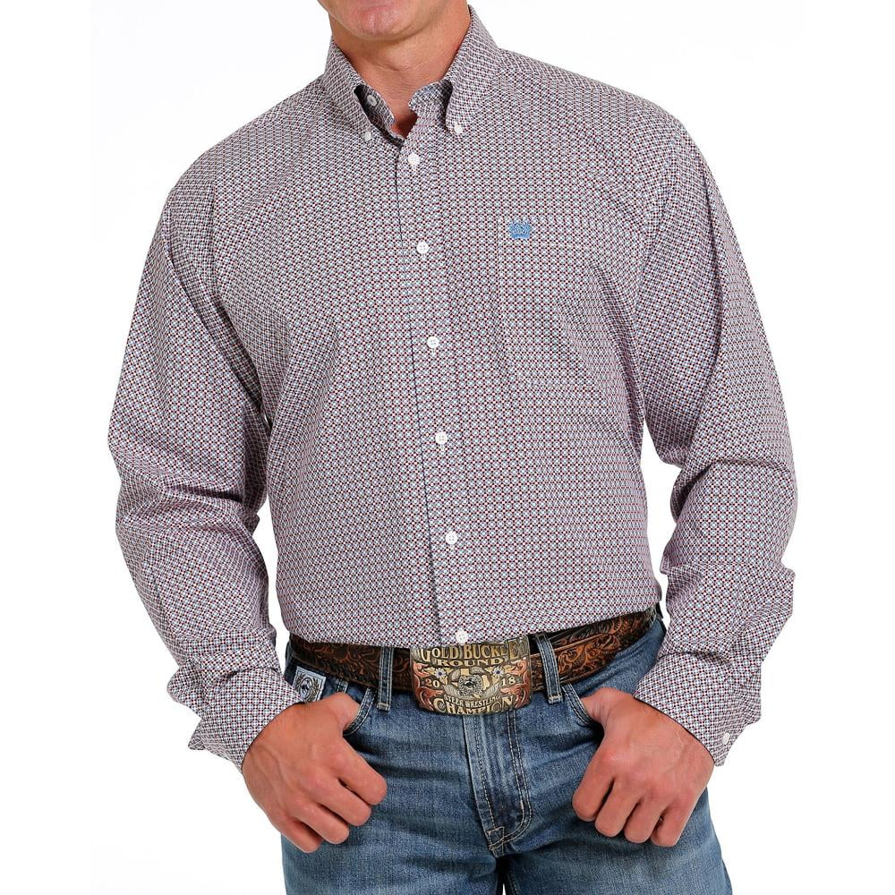 Cinch Men's Diamond Geo Print Long Sleeve Button-Down Western Shirt ...