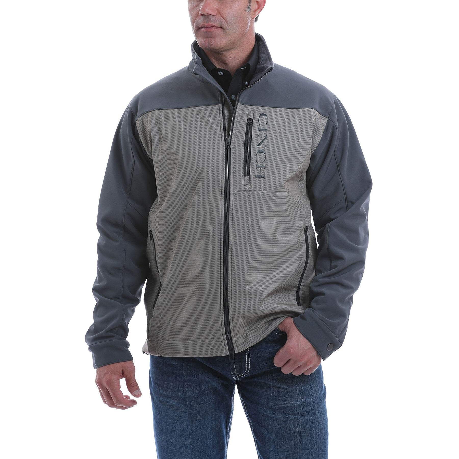 Cinch Men's Grey Color Blocked Bonded Logo Jacket MWJ1518002 - Walmart.com