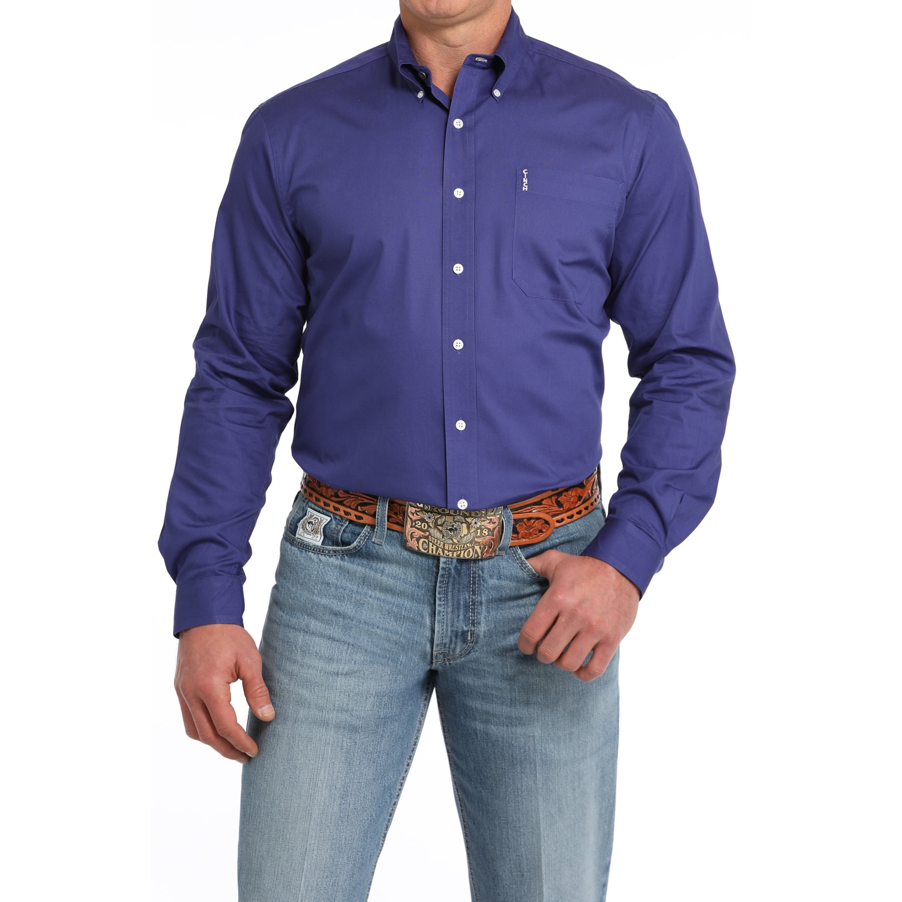 Cinch Men's Solid Purple Button Down Shirt MTW1347121 - Walmart.com