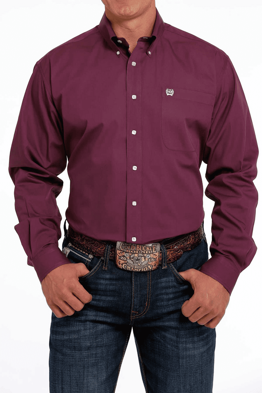 Cinch® Men's Solid Purple Western Button Down Shirt MTW1105484 ...