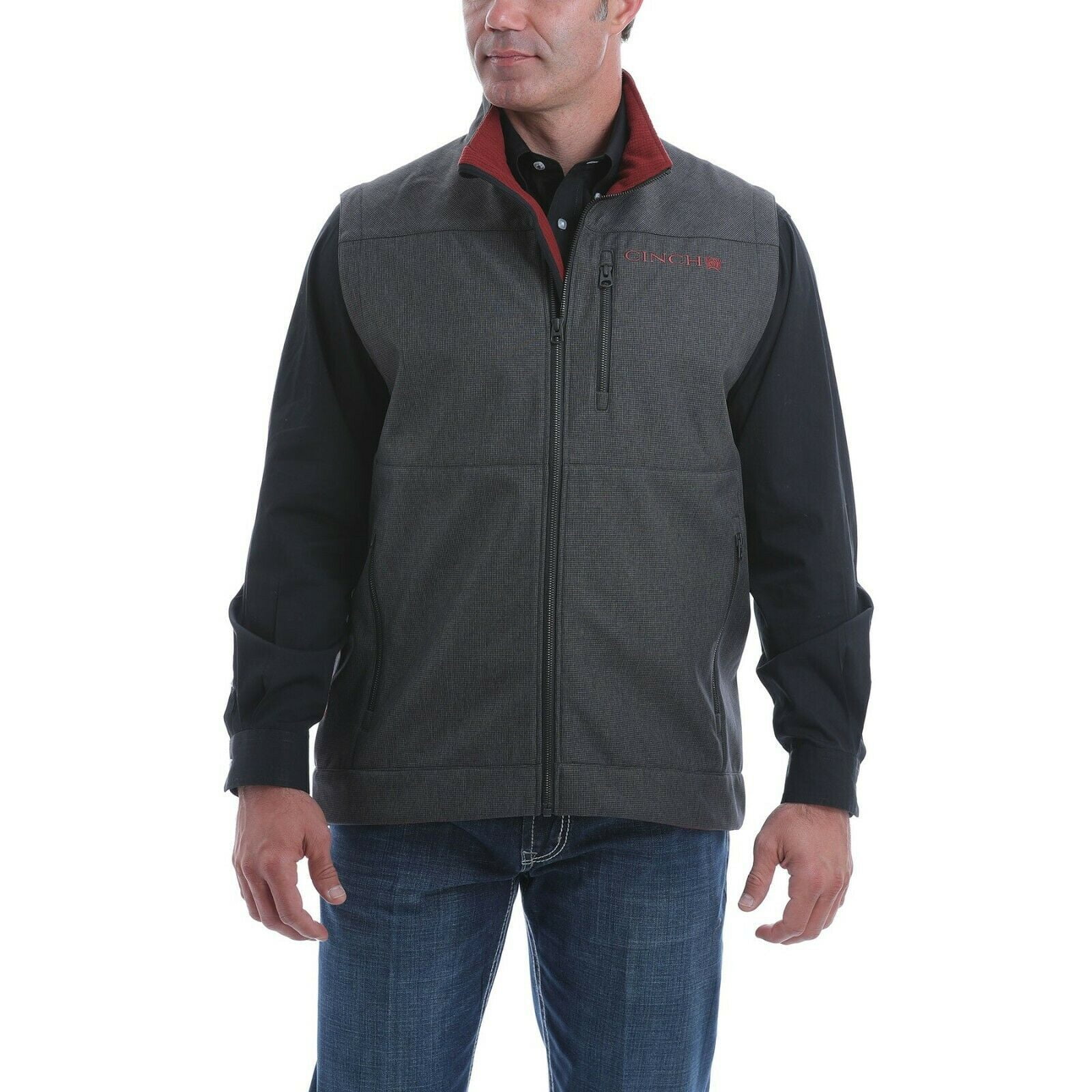 Cinch Men's Textured Charcoal Grey Bonded Vest MWV1515006 - Walmart.com