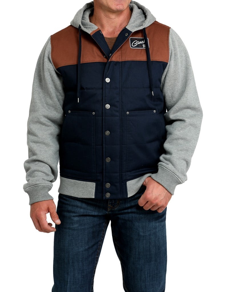 Cinch Western Jacket Mens Blocked Hoodie Snap L Multi-Color MWJ1092004 ...