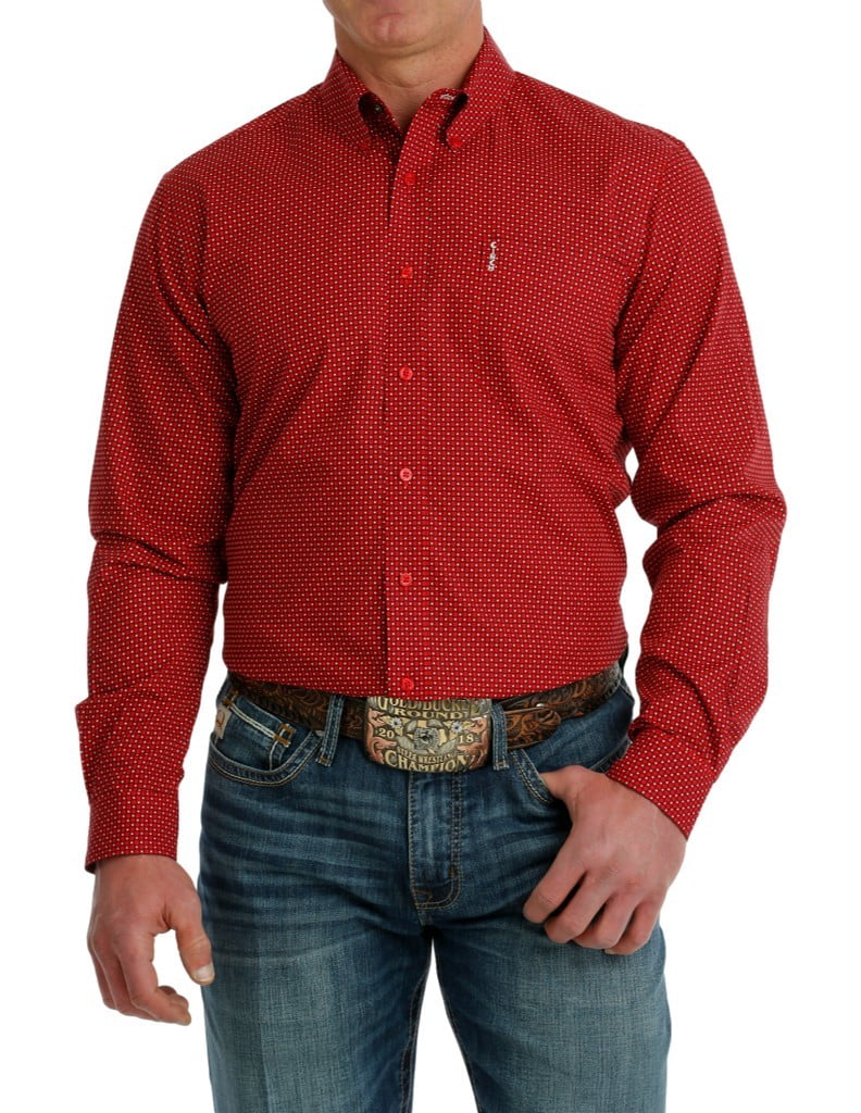 Cinch Western Shirt Mens Long Sleeve Geometric Print L Red MTW1347100 ...