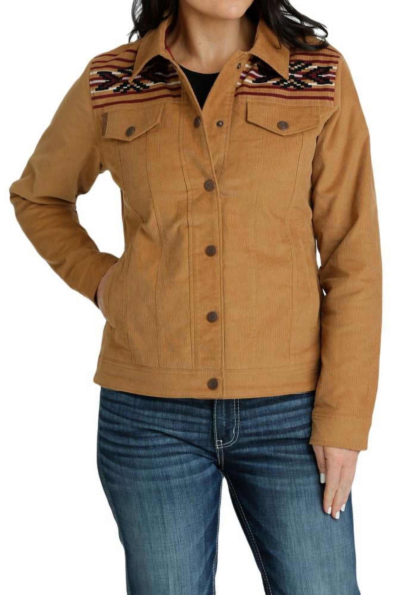 Cinch Women's Southwestern Print Yoke Corduroy Jacket Dark Brown Small ...