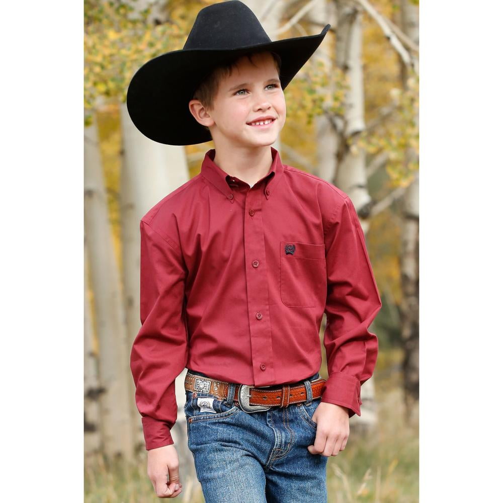 Cinch Youth Boy's Solid Red Button Down Shirt MTW7060324 - Walmart.com