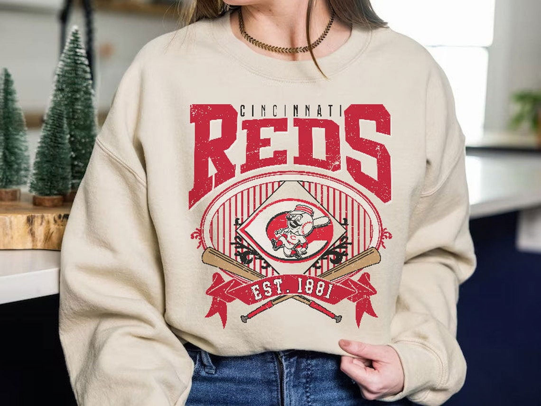 Cincinnati Baseball Sweatshirt | Vintage Style Reds Baseball Crewneck Sweater | Cincinnati EST ...
