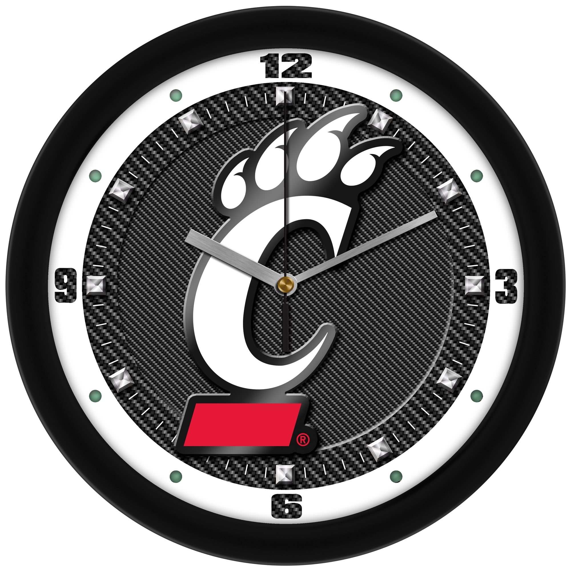 Cincinnati Bearcats 11.5'' Suntime Premium Glass Face Carbon Fiber Wall ...