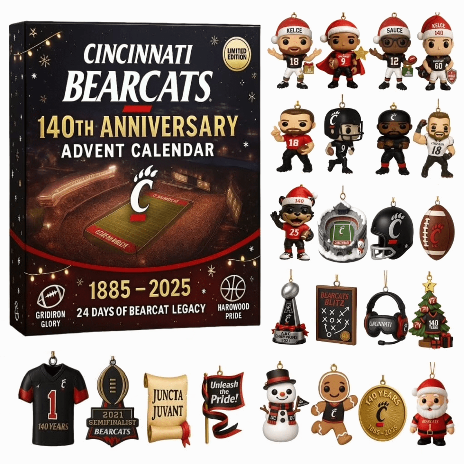Cincinnati Bearcats 140th Anniversary Christmas Advent Calendar 2D 24 ...