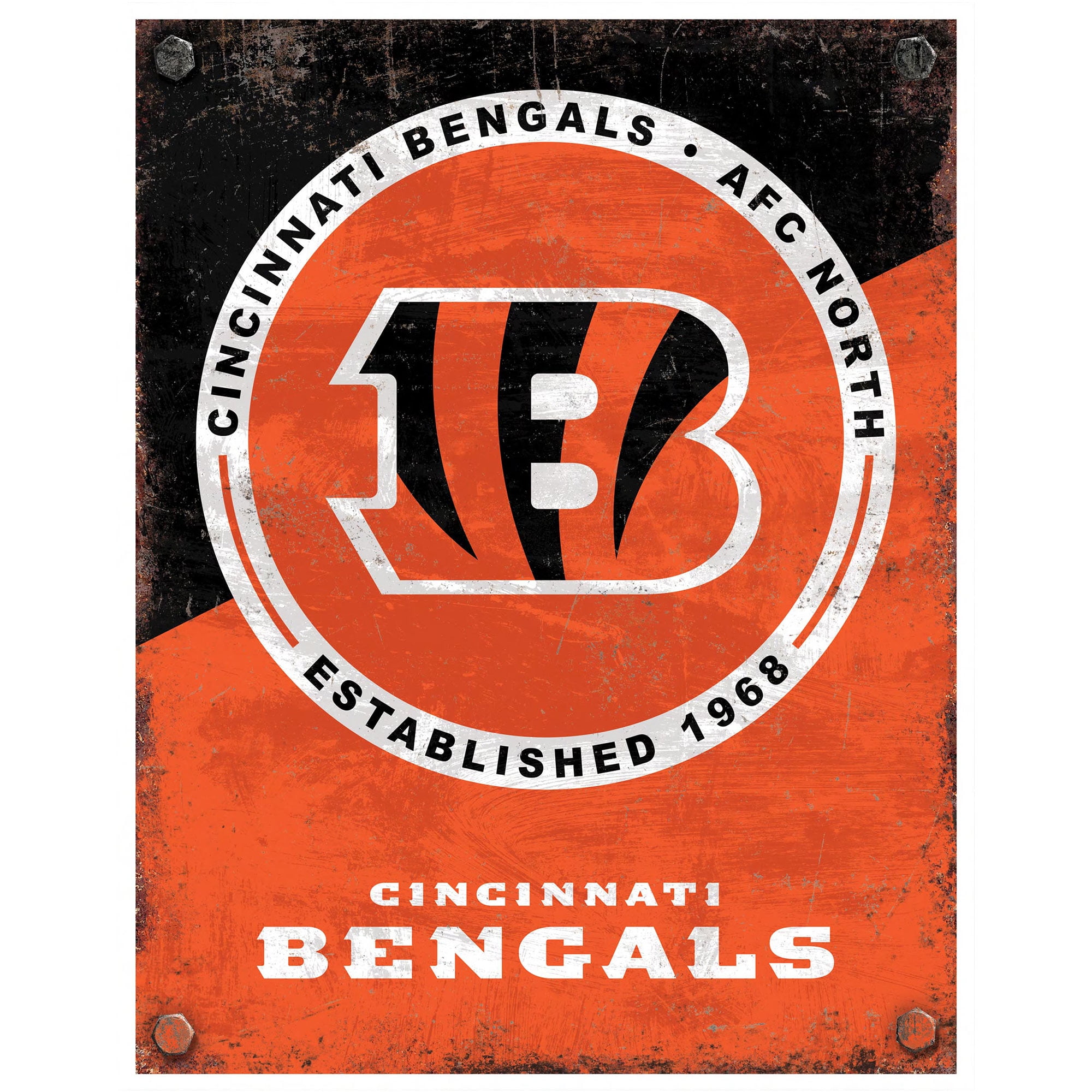 Cincinnati Bengals 13" x 20" Two-Tone Established Date Metal Sign ...
