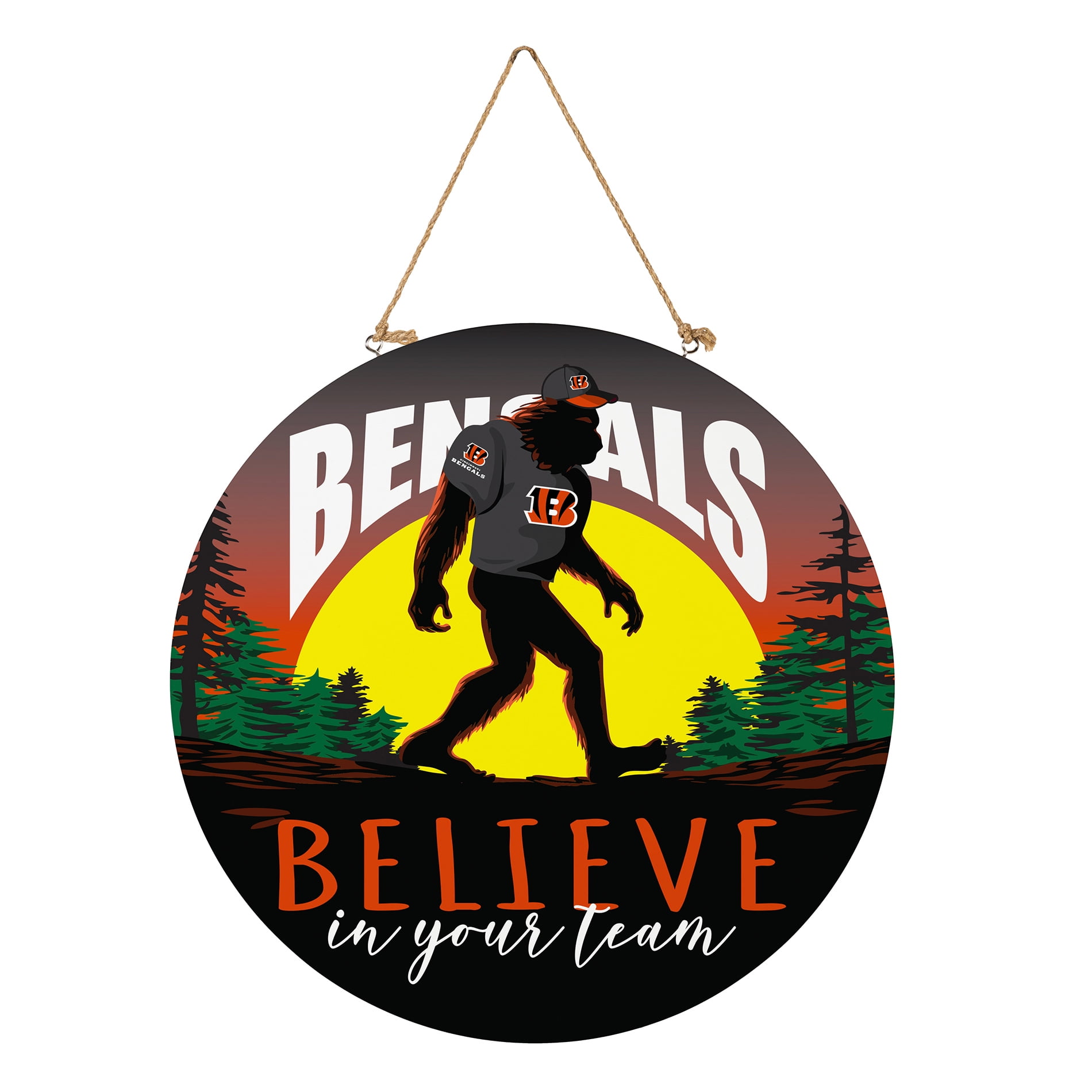 Cincinnati Bengals 18" Bigfoot "Believe in Yourself" Team Logo Wood ...
