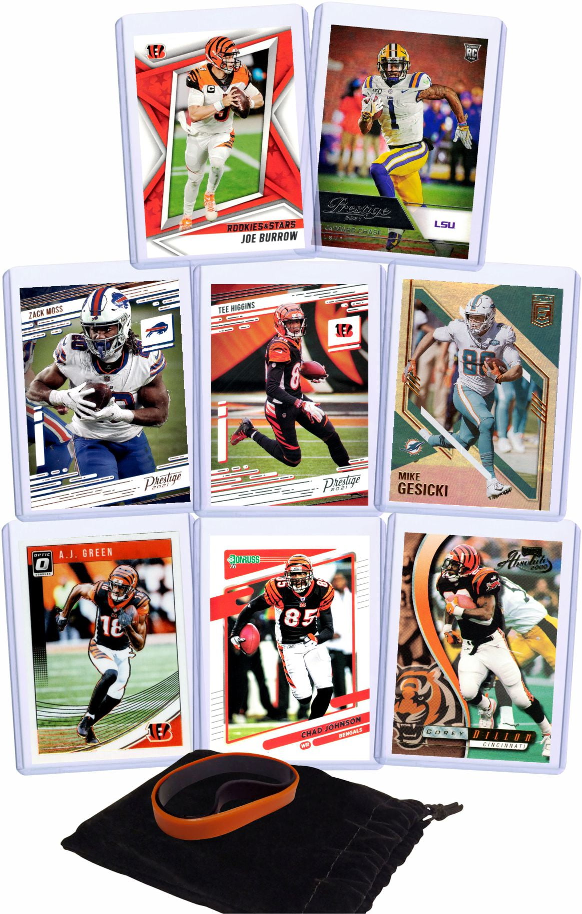 Cincinnati Bengals Cards: Joe Burrow, Ja'Marr Chase, Tee Higgins, Zach Moss, Mike Gesicki, Corey ...