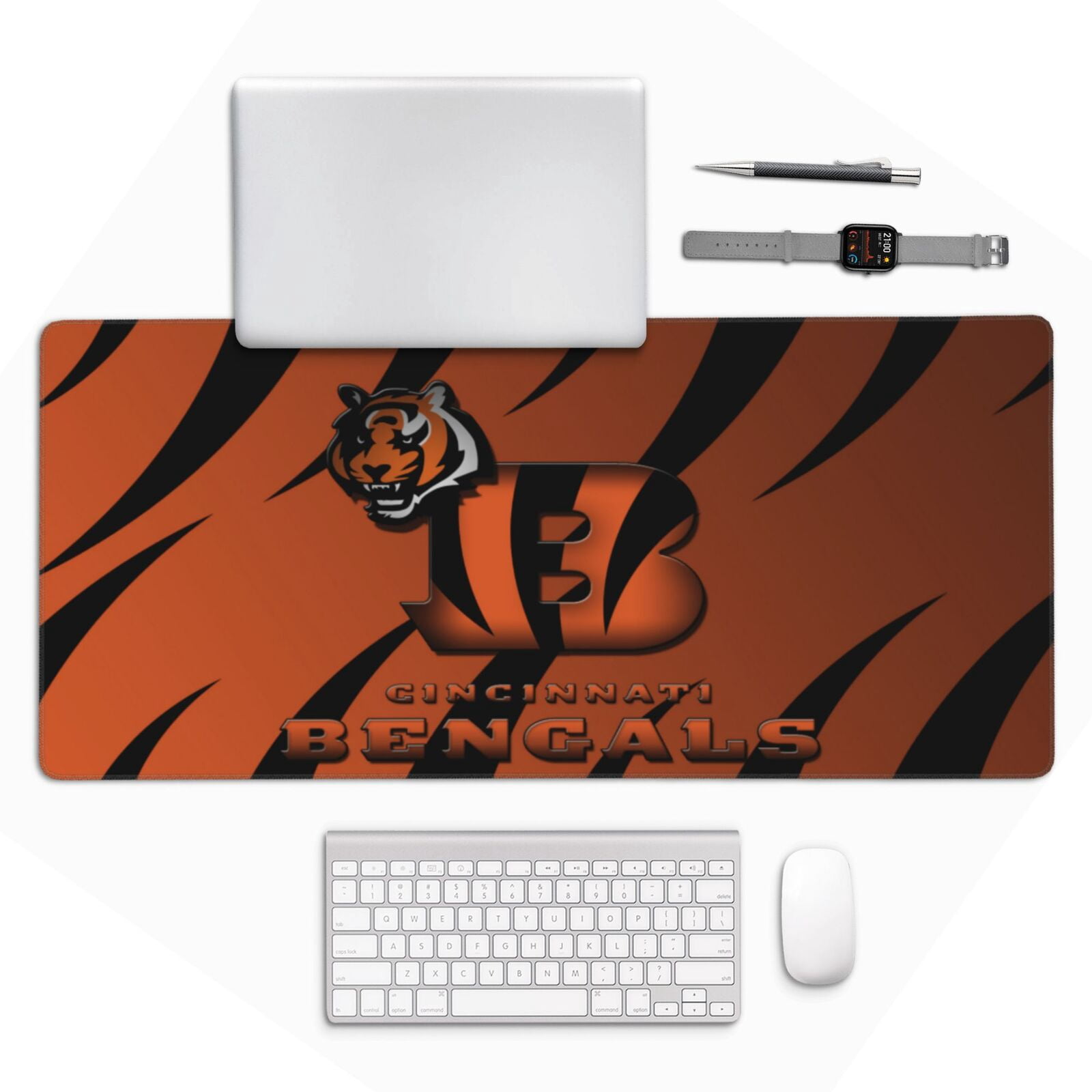 Bengals Football Logo Mouse Pad, Personalized Oversized Rubber Keyboard ...