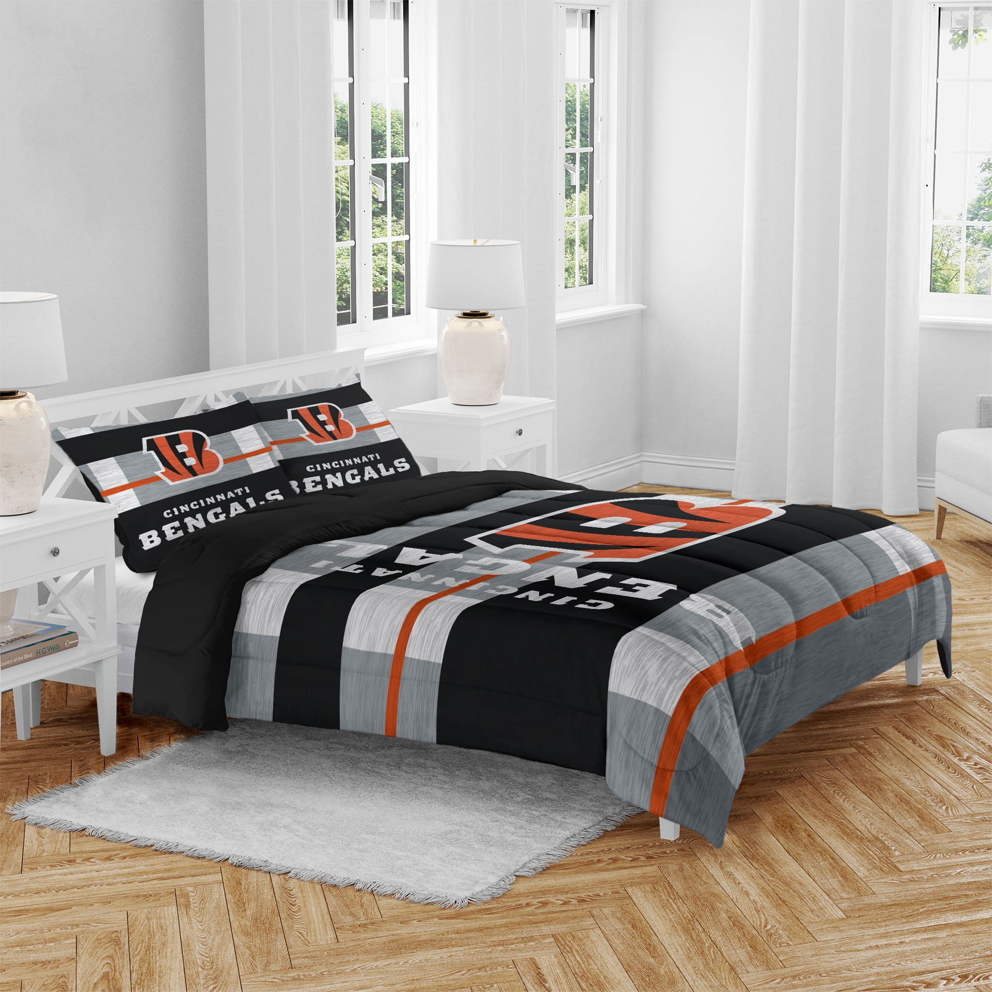 Cincinnati Bengals Full/Queen Size Comforter Heathered Stripe 3-Piece ...