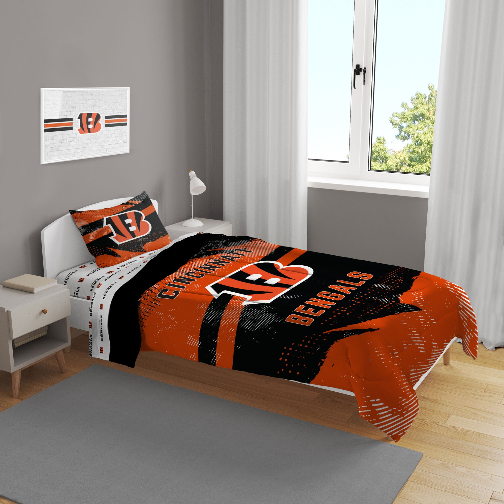 Pegasus Sports NFL Cincinnati Bengals Comforter Sheet Twin Bed Set with ...