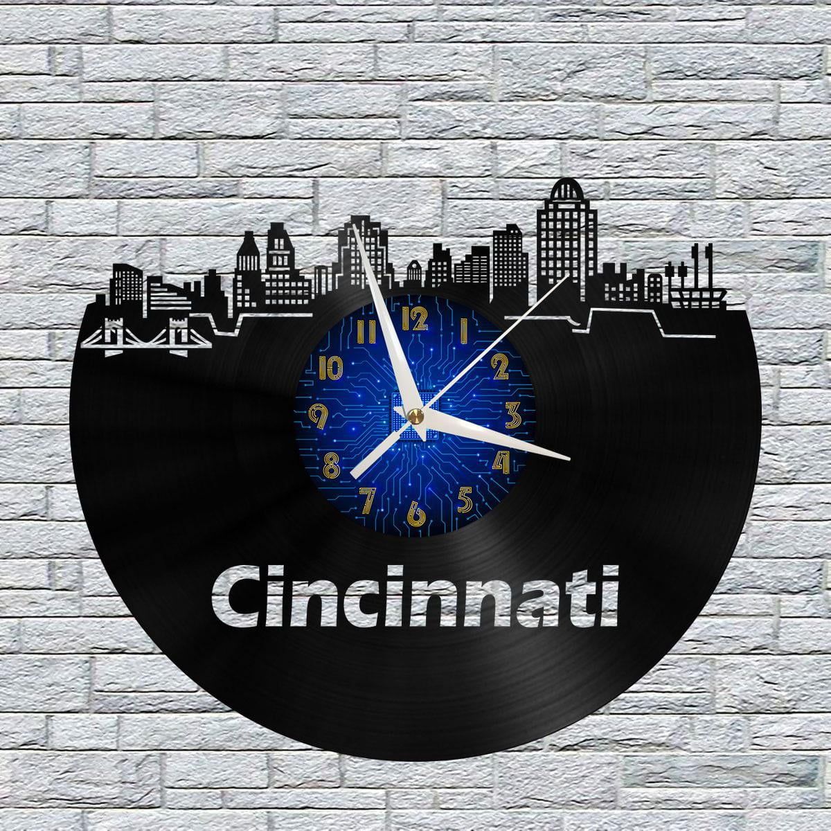 Cincinnati Cityscape 12 Inch Vinyl Record Wall Clock - Silent, Creative ...