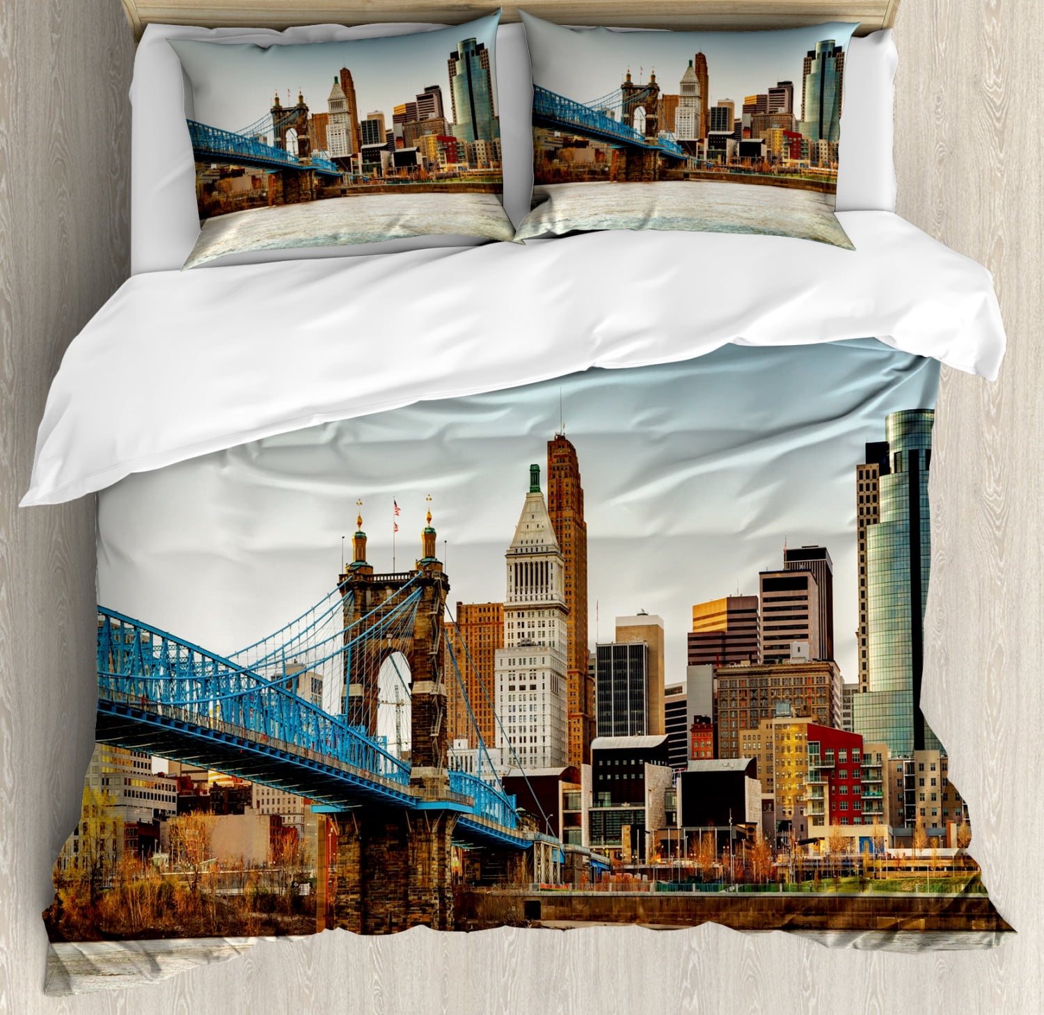 Cincinnati Duvet Cover Set Queen Size, Painting like Picture Citylife ...