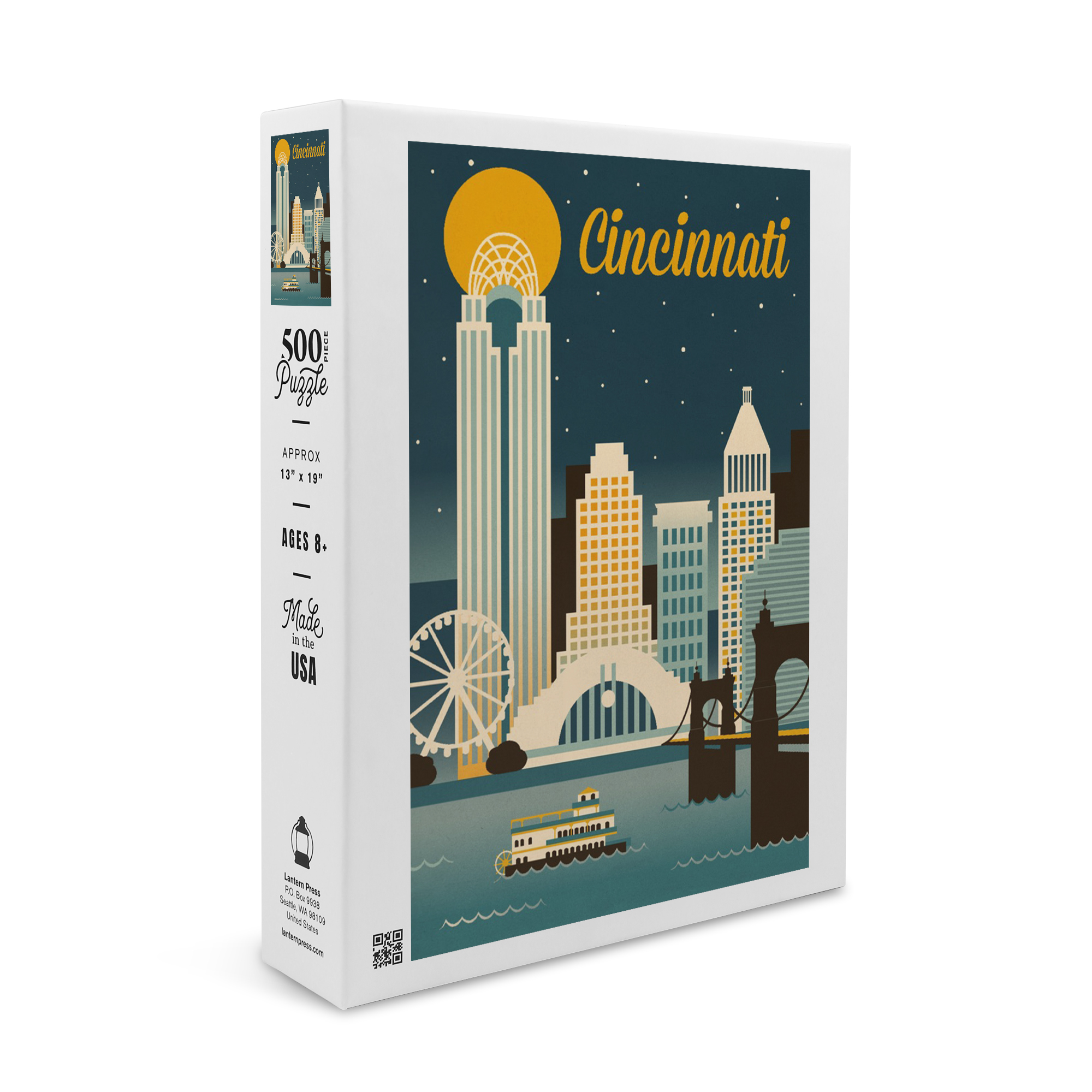 Cincinnati, Ohio, Retro Skyline Classic Series (19x27 inches, Premium ...
