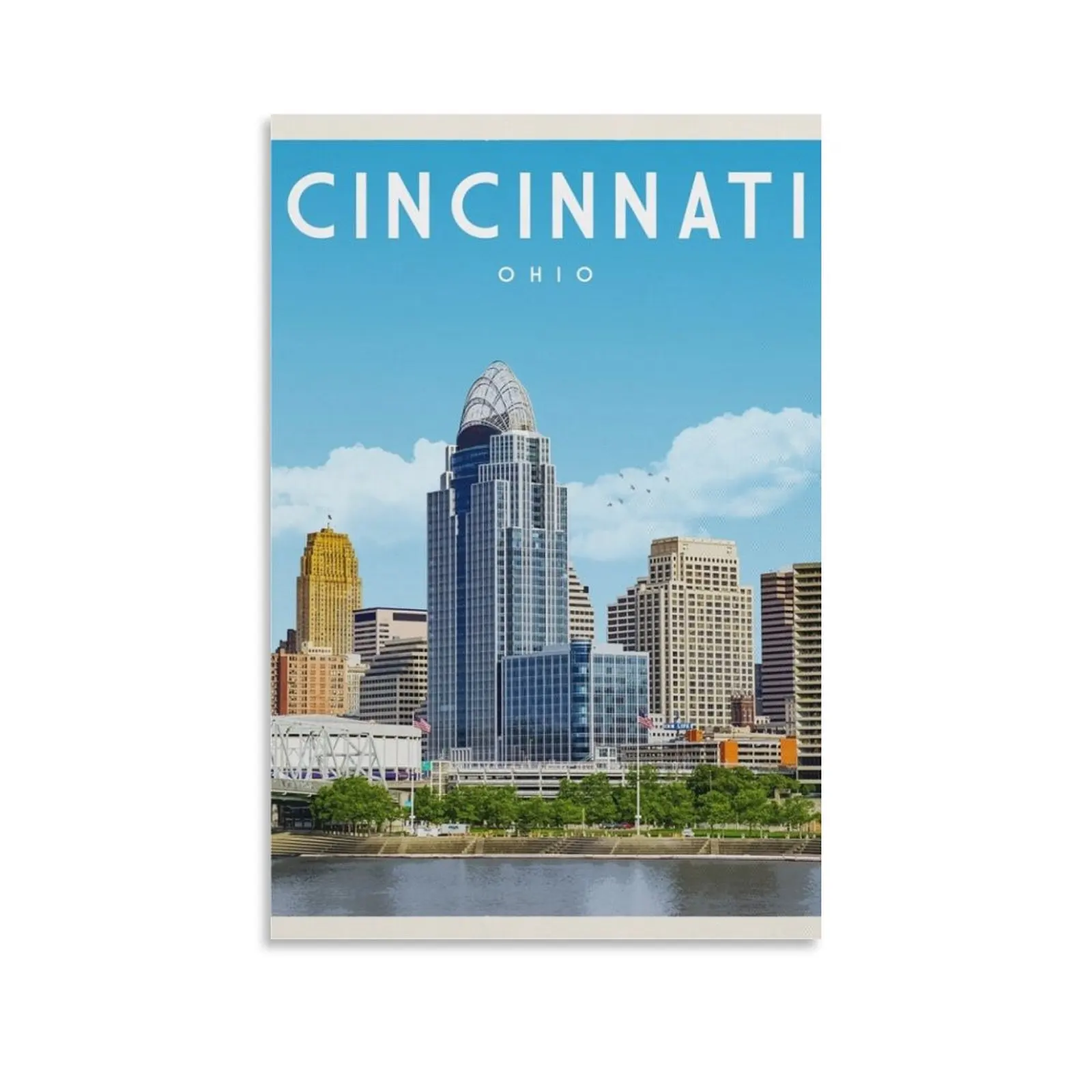 Cincinnati Ohio Vintage Travel Poster Canvas Painting posters for room ...