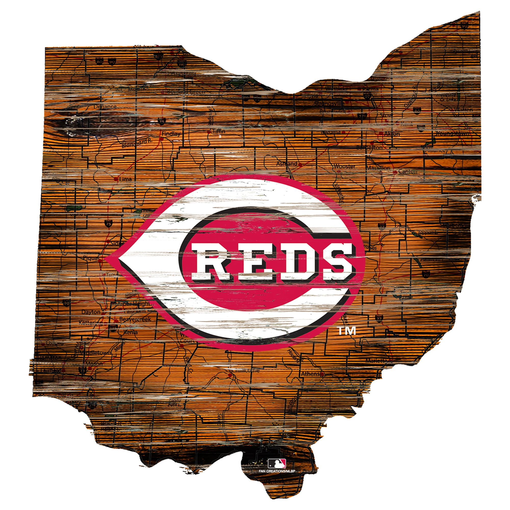 Cincinnati Reds 12'' Road Map State Cutout Sign - Walmart.com