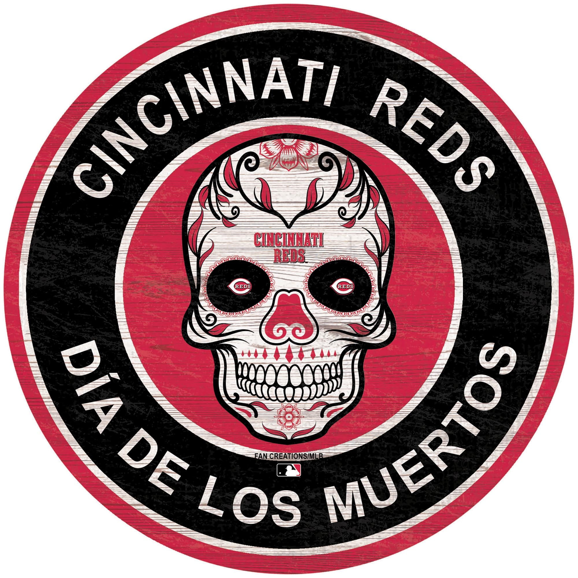 Cincinnati Reds 12'' Sugar Skull Circle Sign - Walmart.com