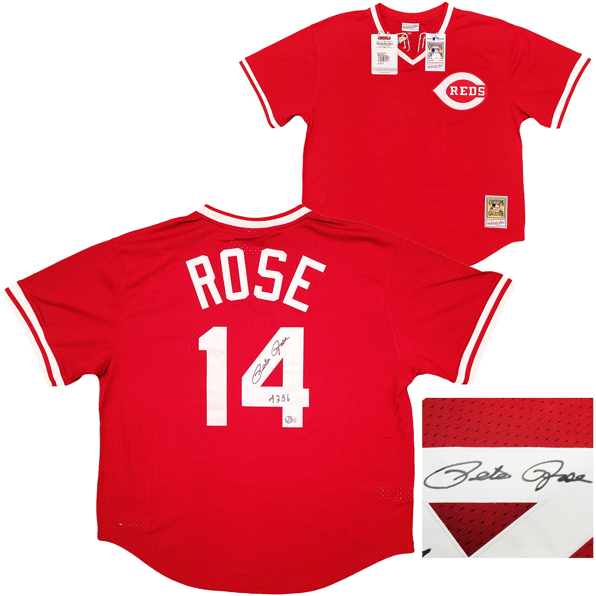 Cincinnati Reds Pete Rose Autographed Red Authentic Mitchell & Ness ...