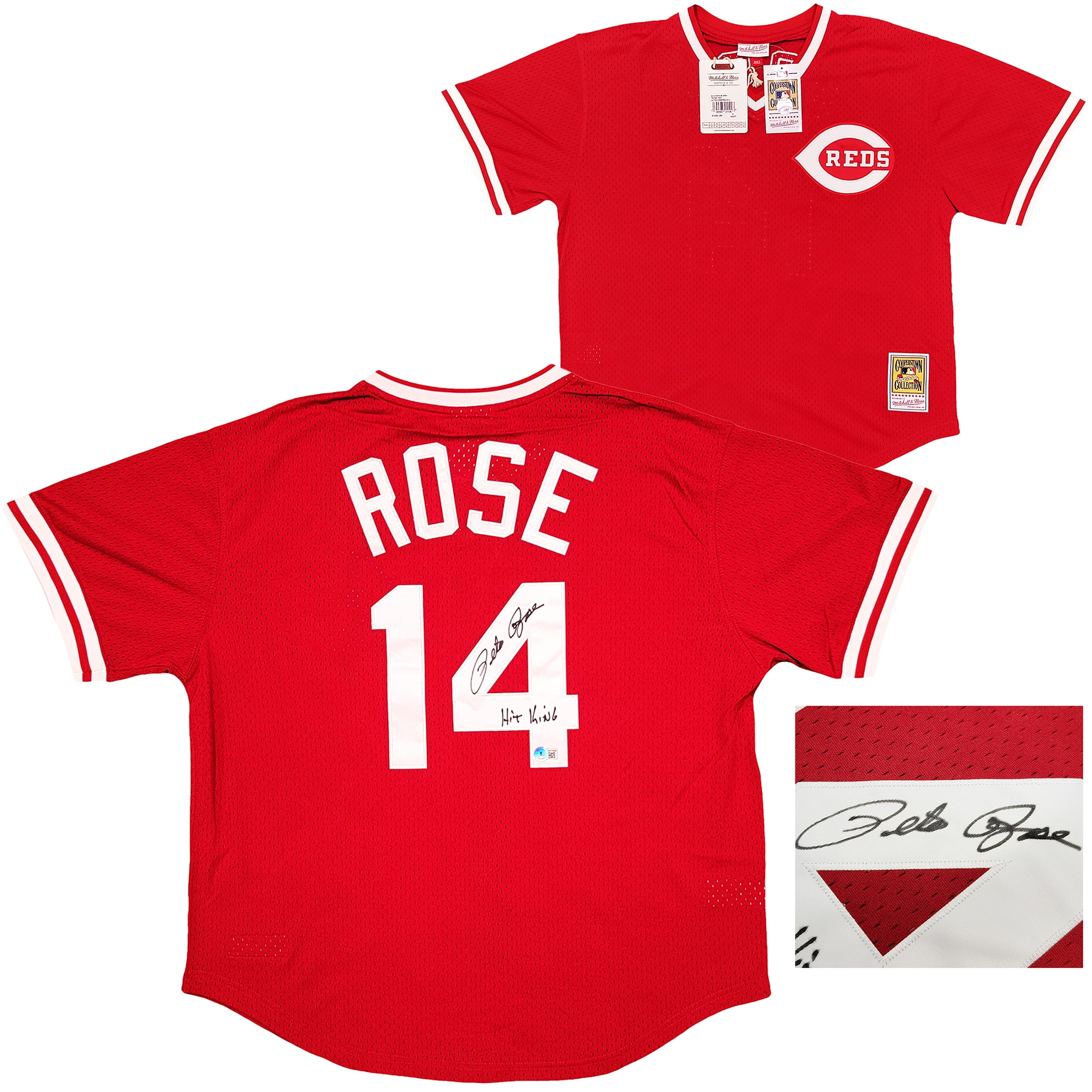 Cincinnati Reds Pete Rose Autographed Red Authentic Mitchell & Ness ...