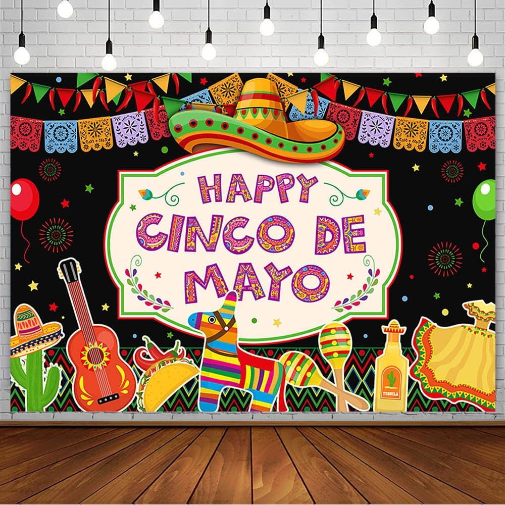 Cinco De Mayo Backdrop Mexican Fiesta Theme Party Decorations Supplies ...