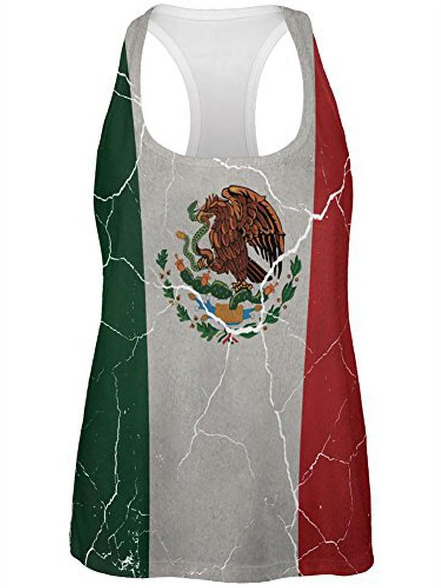 Cinco De Mayo Distressed Mexican Flag All Over Womens Work Out Tank Top ...