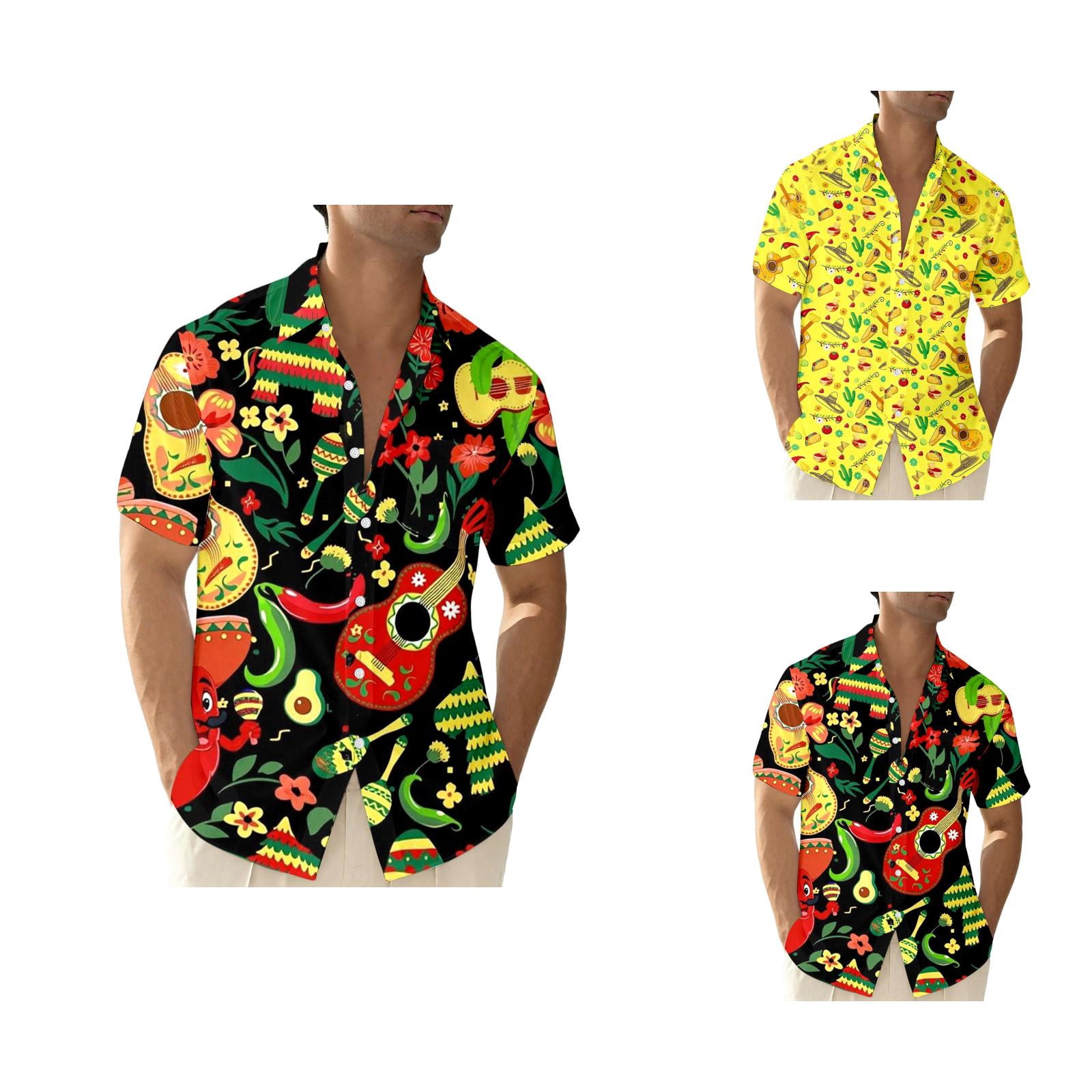 Cinco De Mayo Shirt for Men Short Sleeve Button Down Lapel Collar 5 De ...