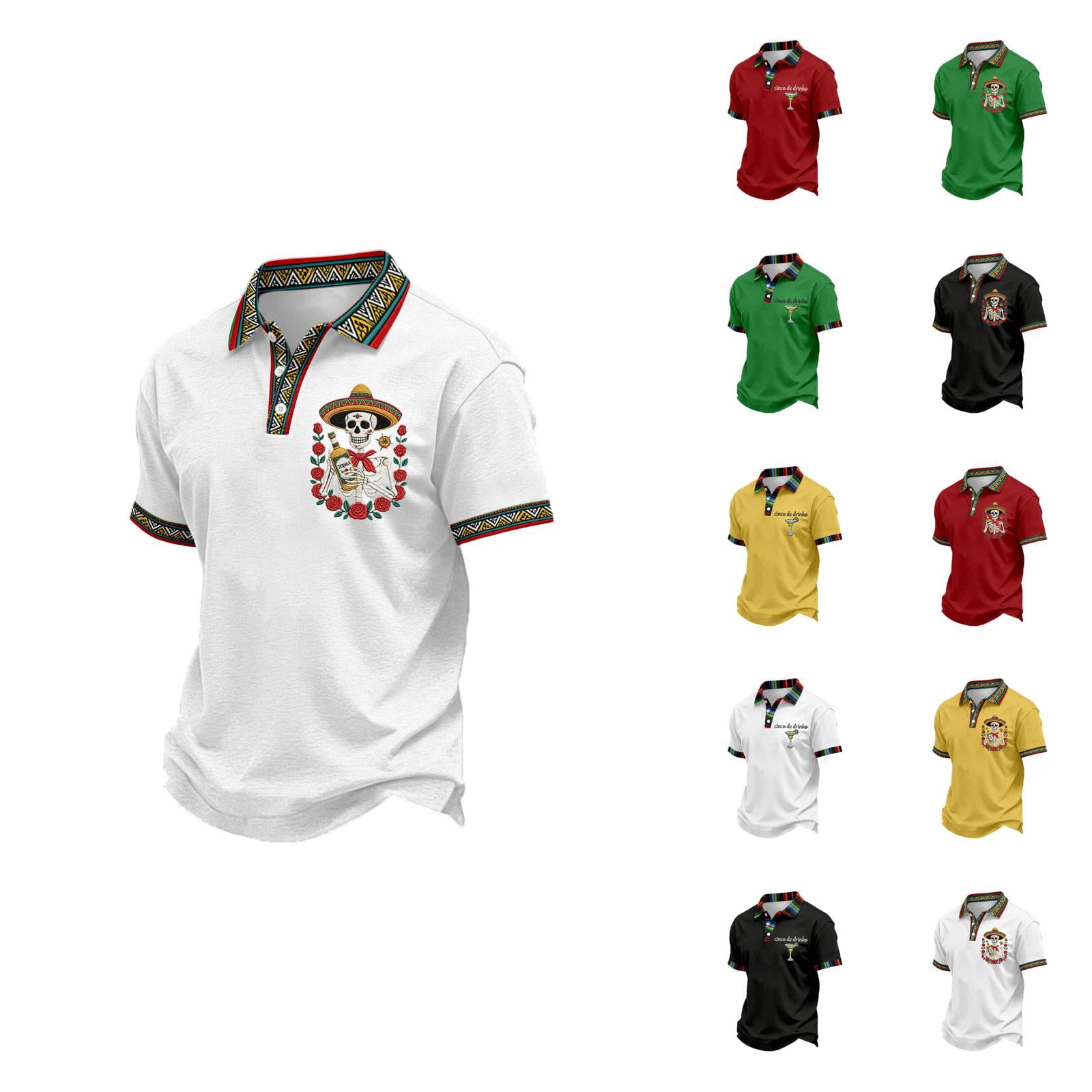 Cinco De Mayo Shirt for Men Short Sleeve Lapel Collar Polo Shirts ...