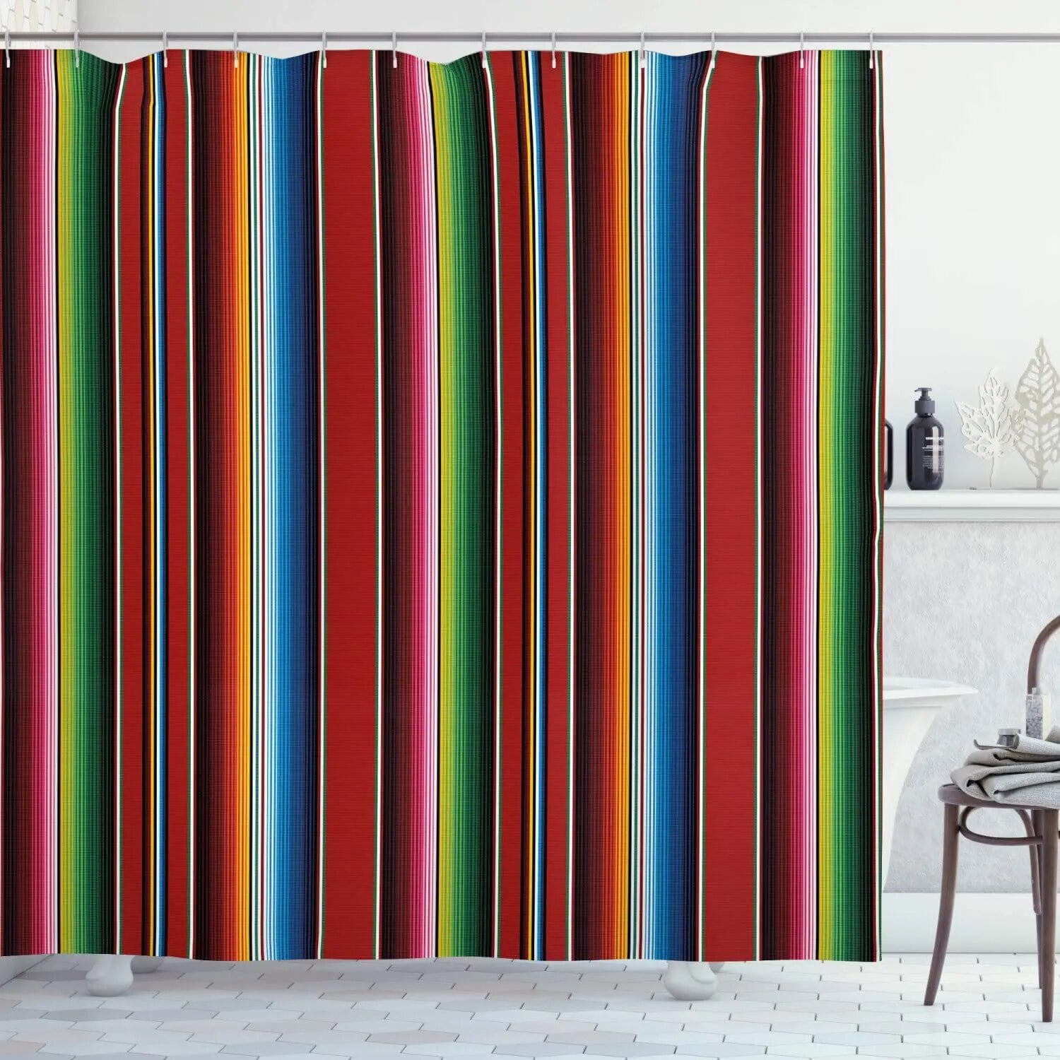 Cinco De Mayo Shower Curtains Mexican Serape Colorful Stripes Vertical ...