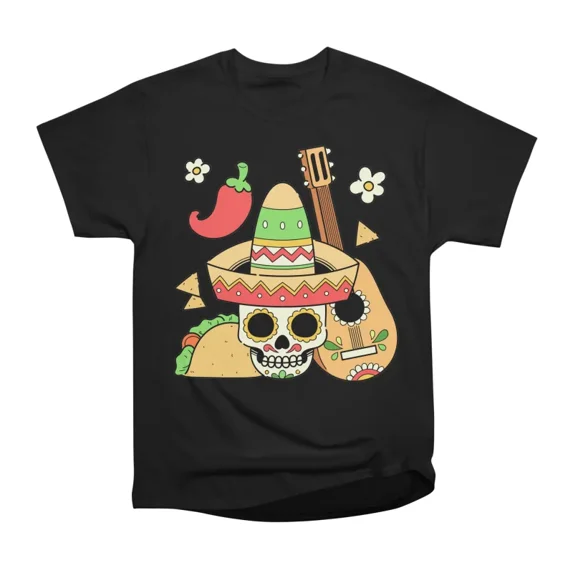Cinco De Mayo Skull T-Shirt Tee Gift For Him Merch For Her Apparel For ...